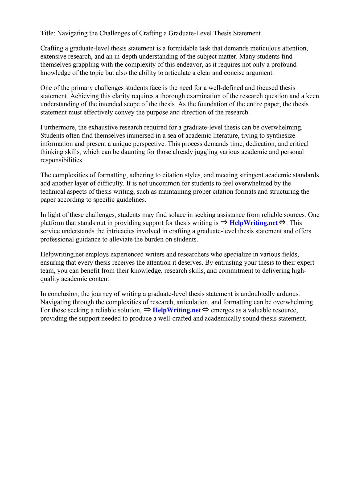 How To Write A Graduate Level Thesis Statement by Camden County College ...