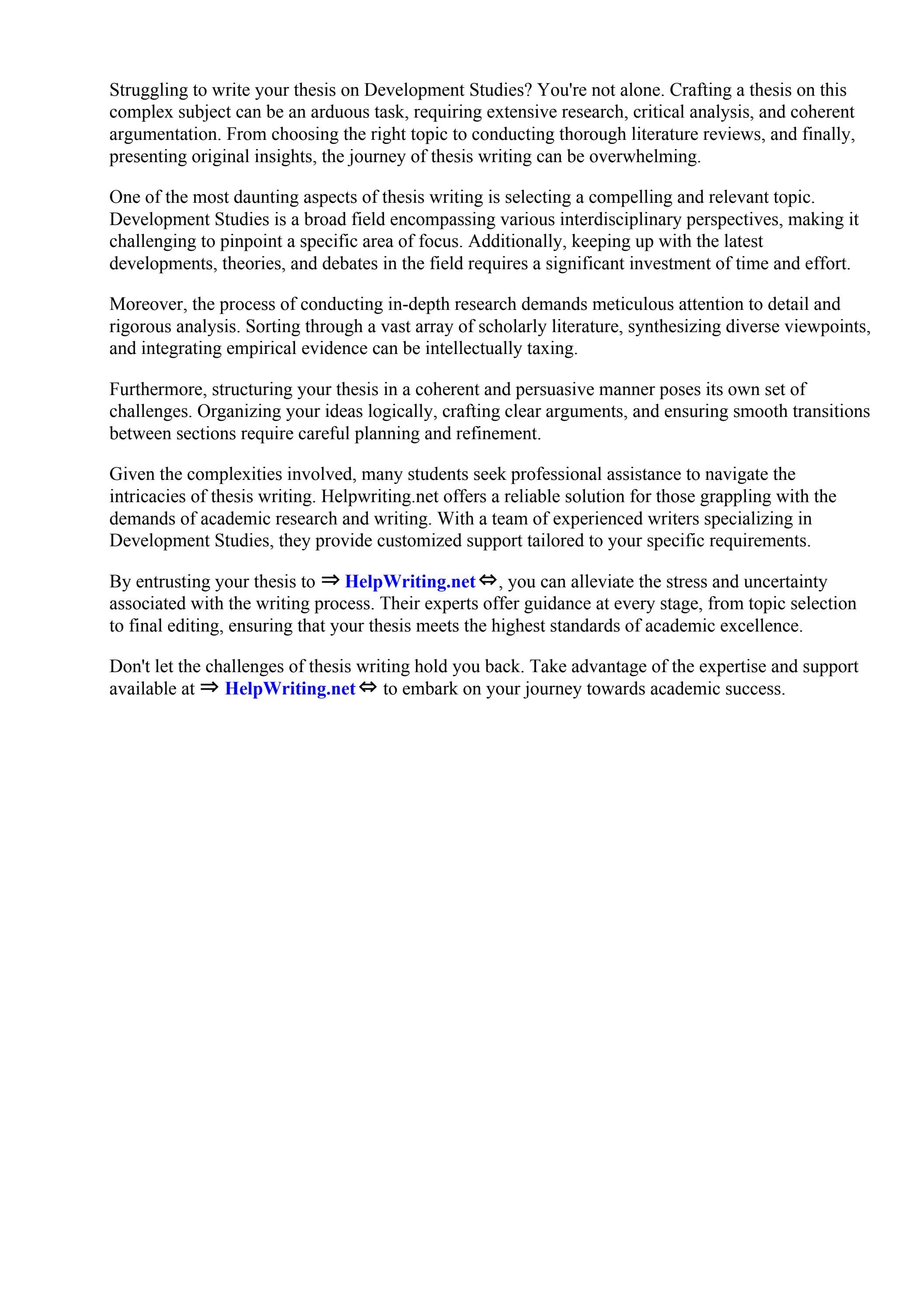 Thesis Topics Development Studies by University of Holy Cross - Issuu