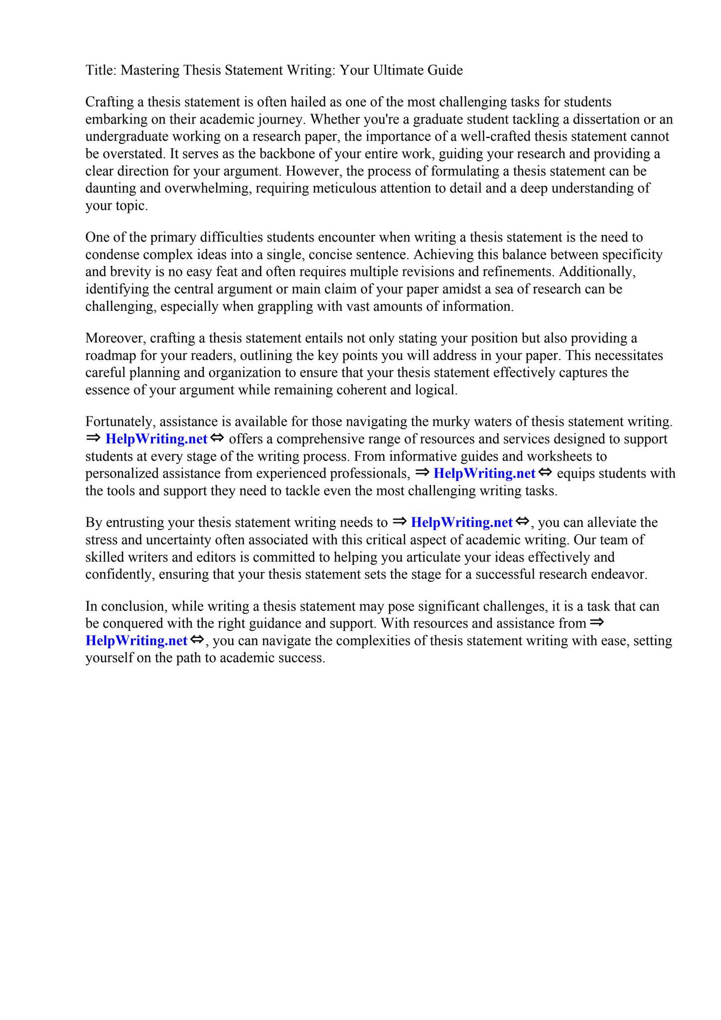 Thesis Statement Writing Worksheets by New England College of Optometry ...