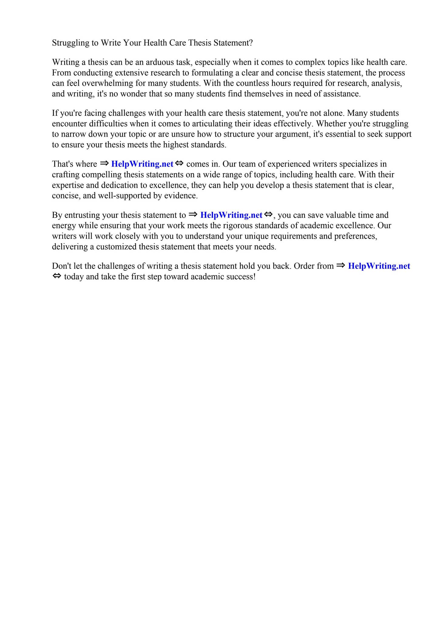 Health Care Thesis Statement by Methodist College of Nursing - Issuu
