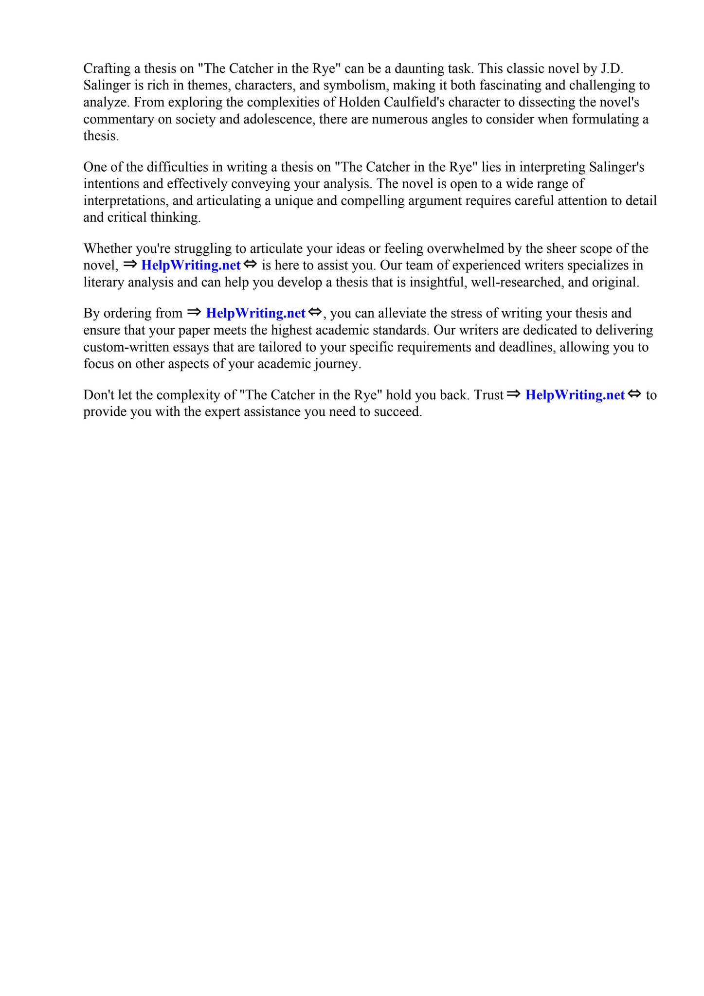 The Catcher In The Rye Essay Thesis by Capital University - Issuu