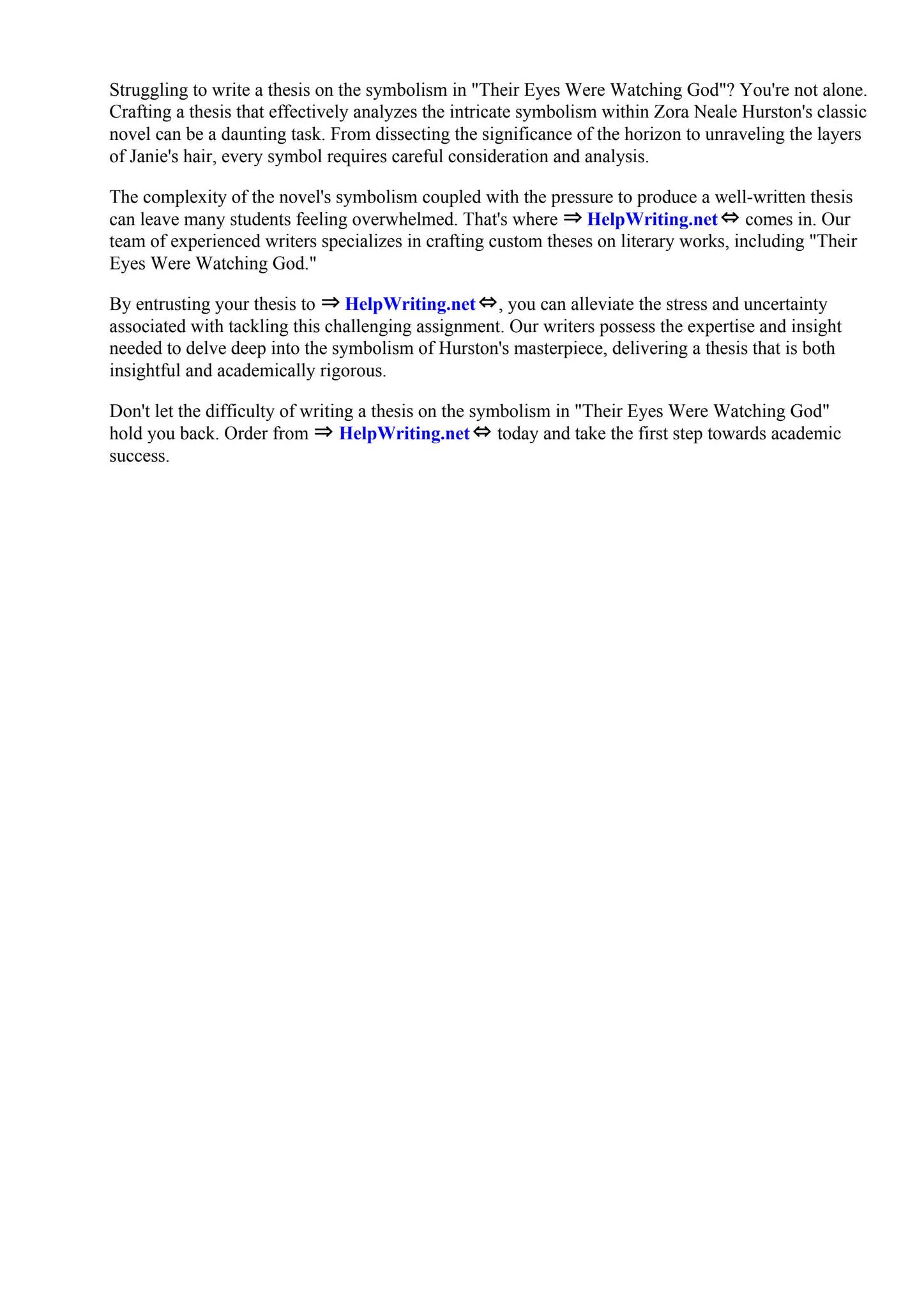 Their Eyes Were Watching God Symbolism Thesis by Brenau University - Issuu