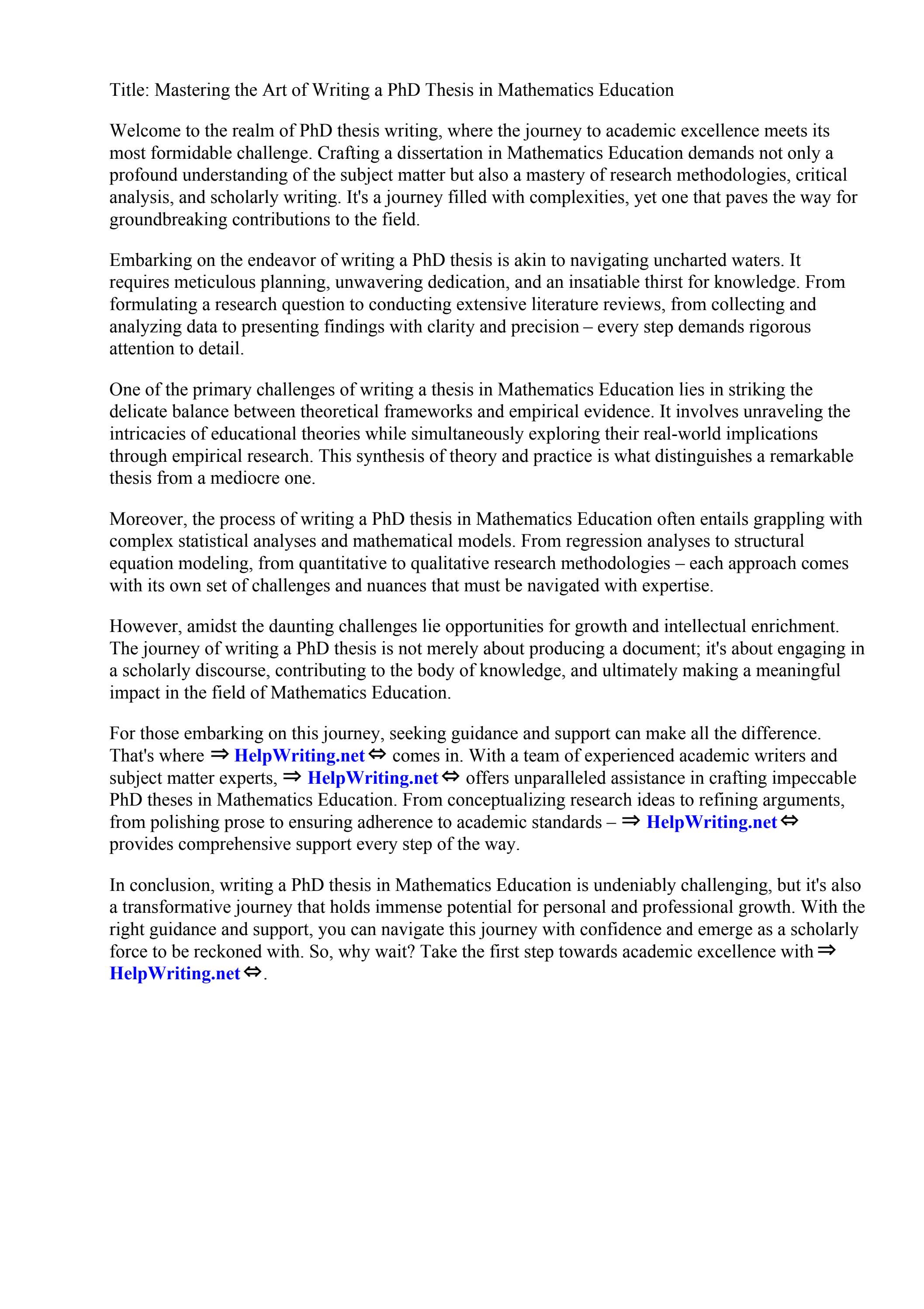 Phd Thesis Mathematics Education by Medical College of Wisconsin - Issuu