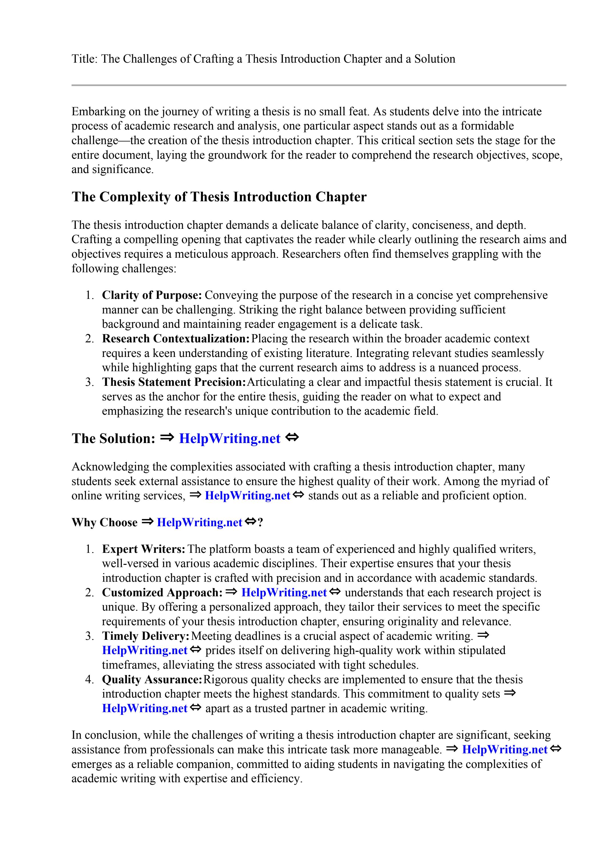 How To Write A Thesis Introduction Chapter by Interactive College of ...