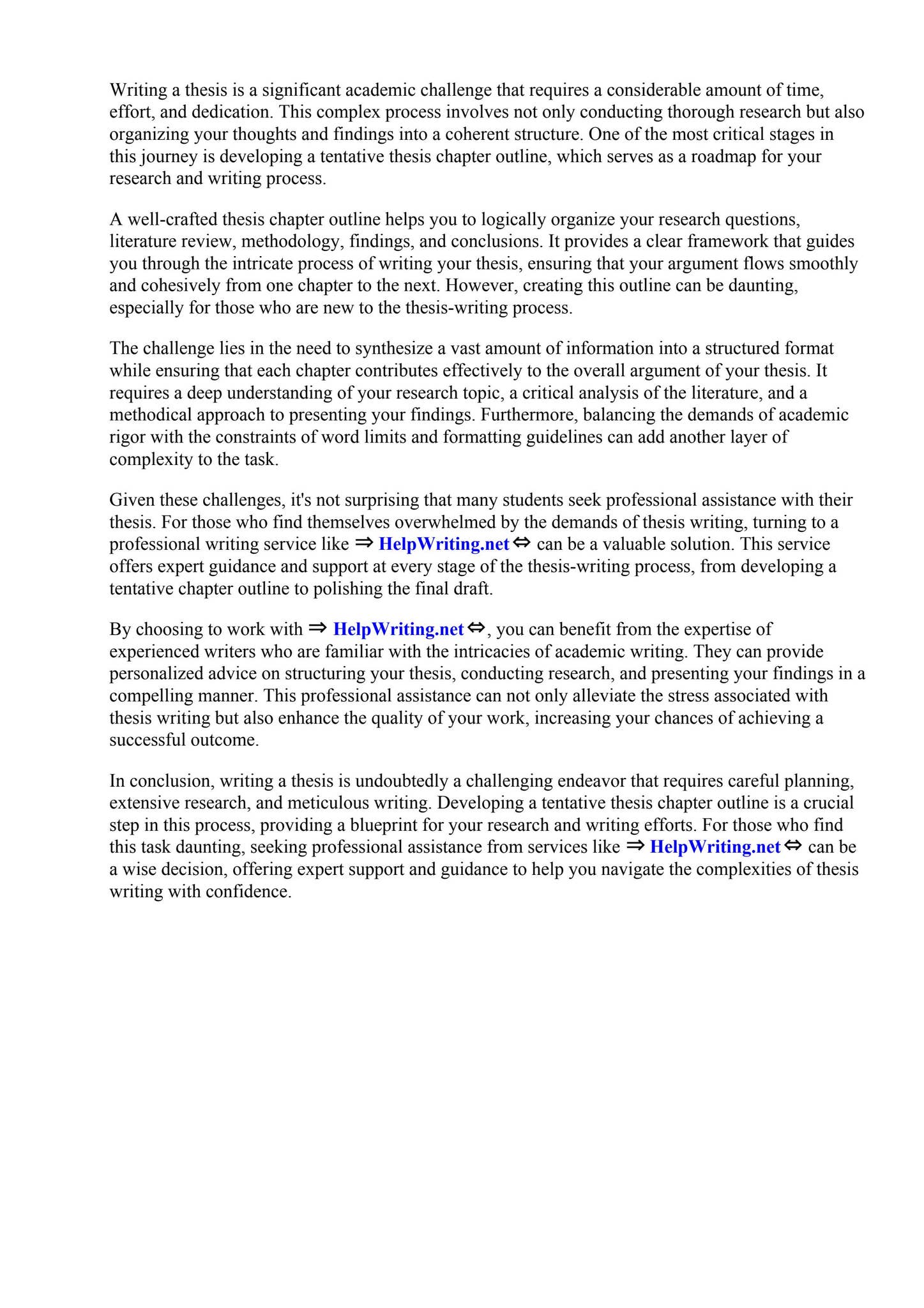 Tentative Thesis Chapter Outline by Millikin University - Issuu