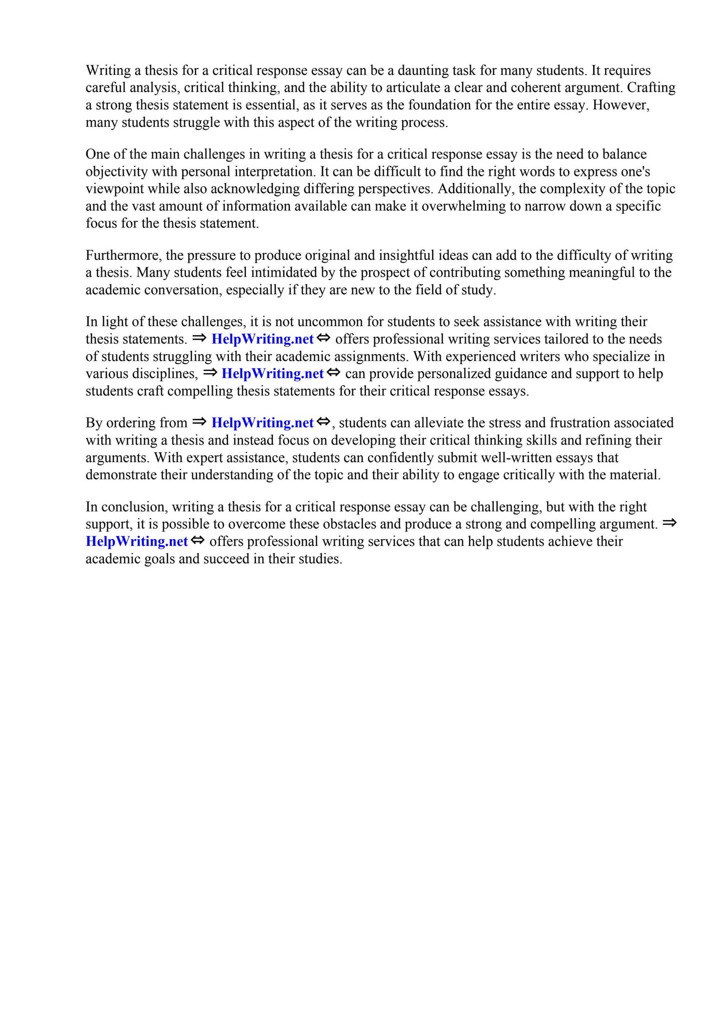 How To Write A Thesis For A Critical Response Essay by Western ...