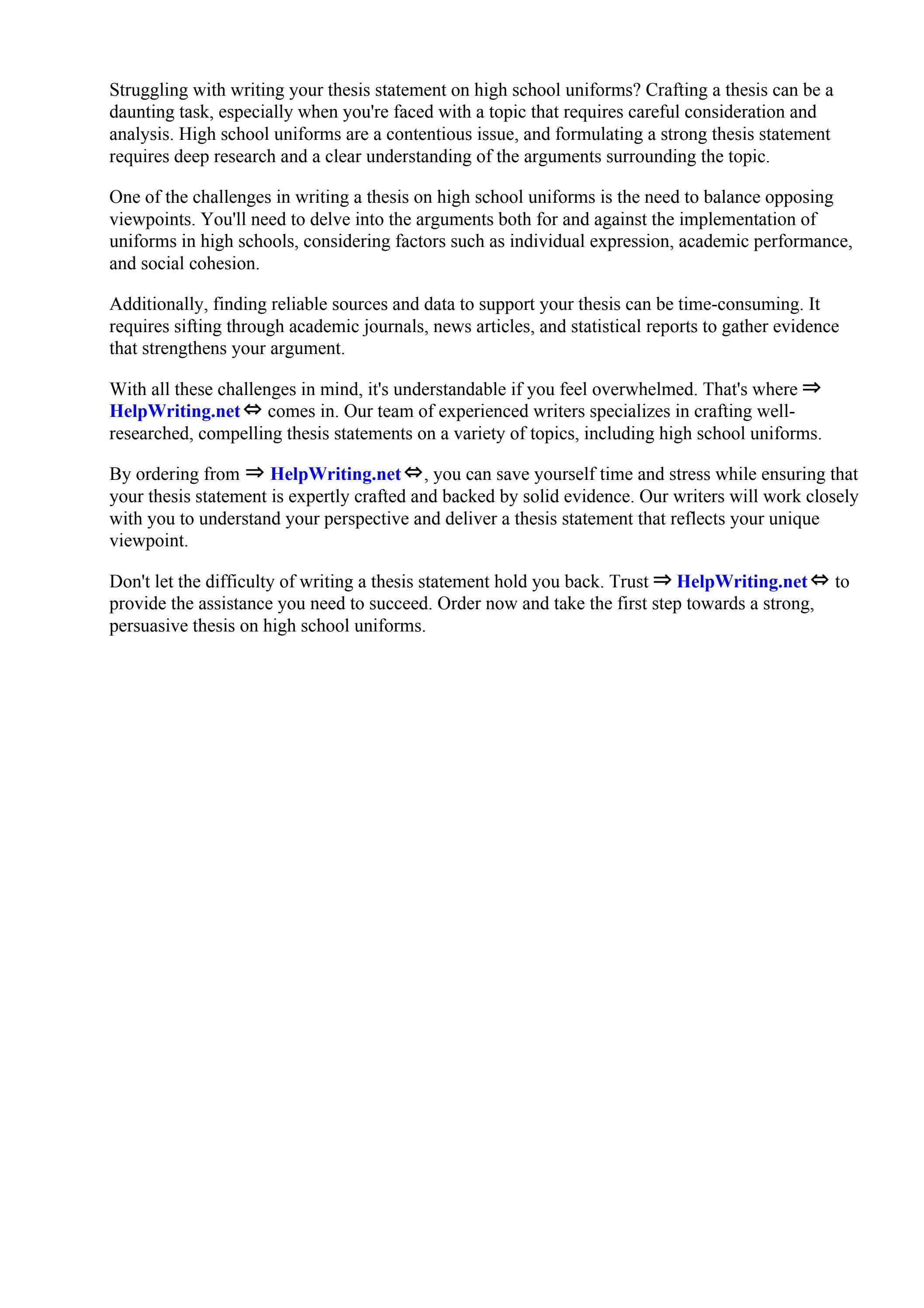 Thesis Statement On High School Uniforms by Barry University - Issuu