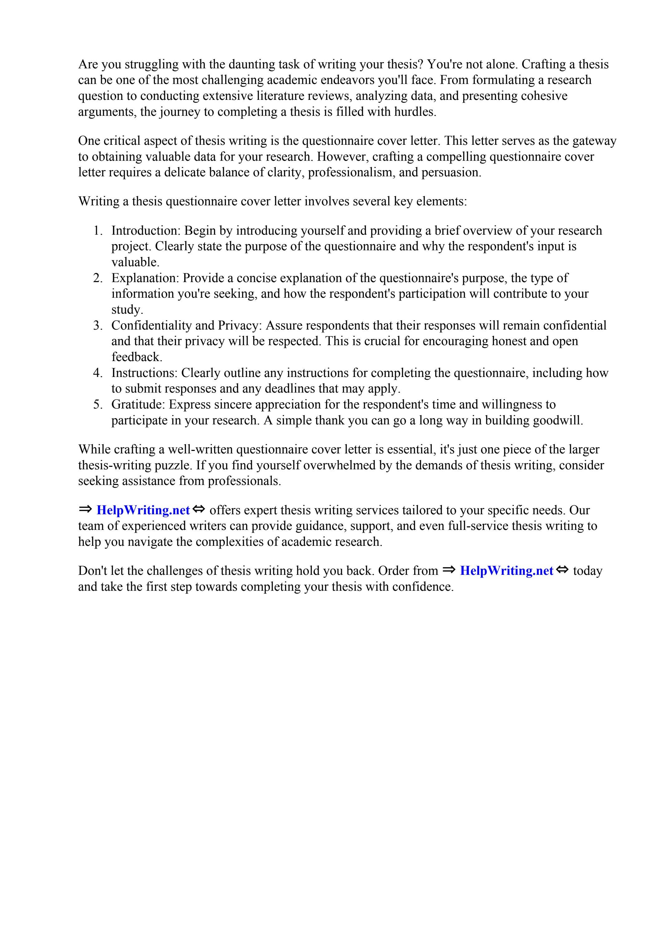 Thesis Questionnaire Cover Letter by Florida State University - Issuu