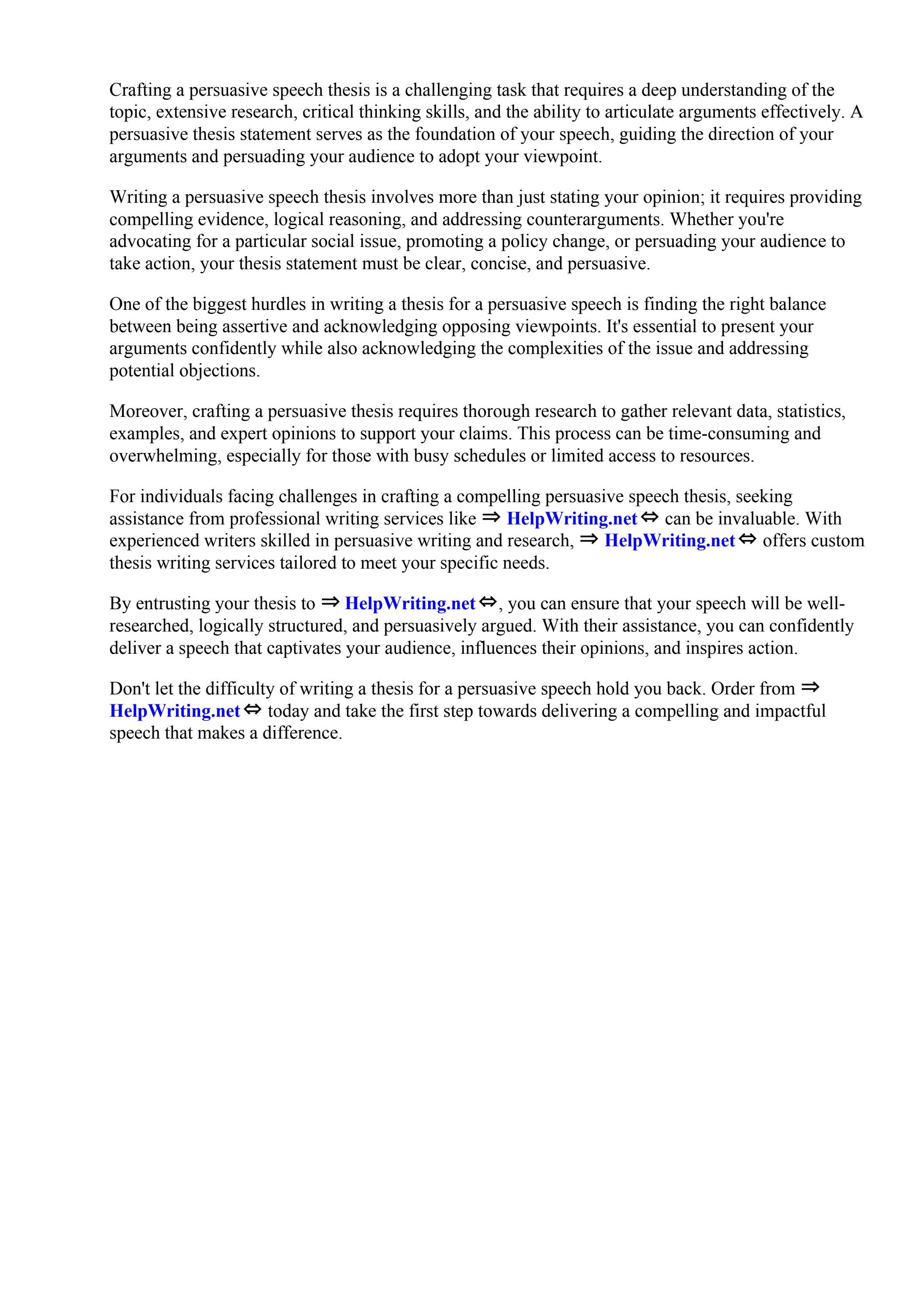 Persuasive Speech Thesis Examples by East Central Community College - Issuu