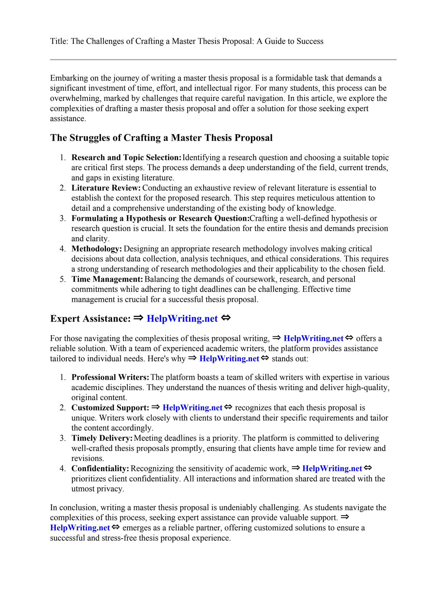 Master Thesis Proposal Sample Pdf by Harper College - Issuu