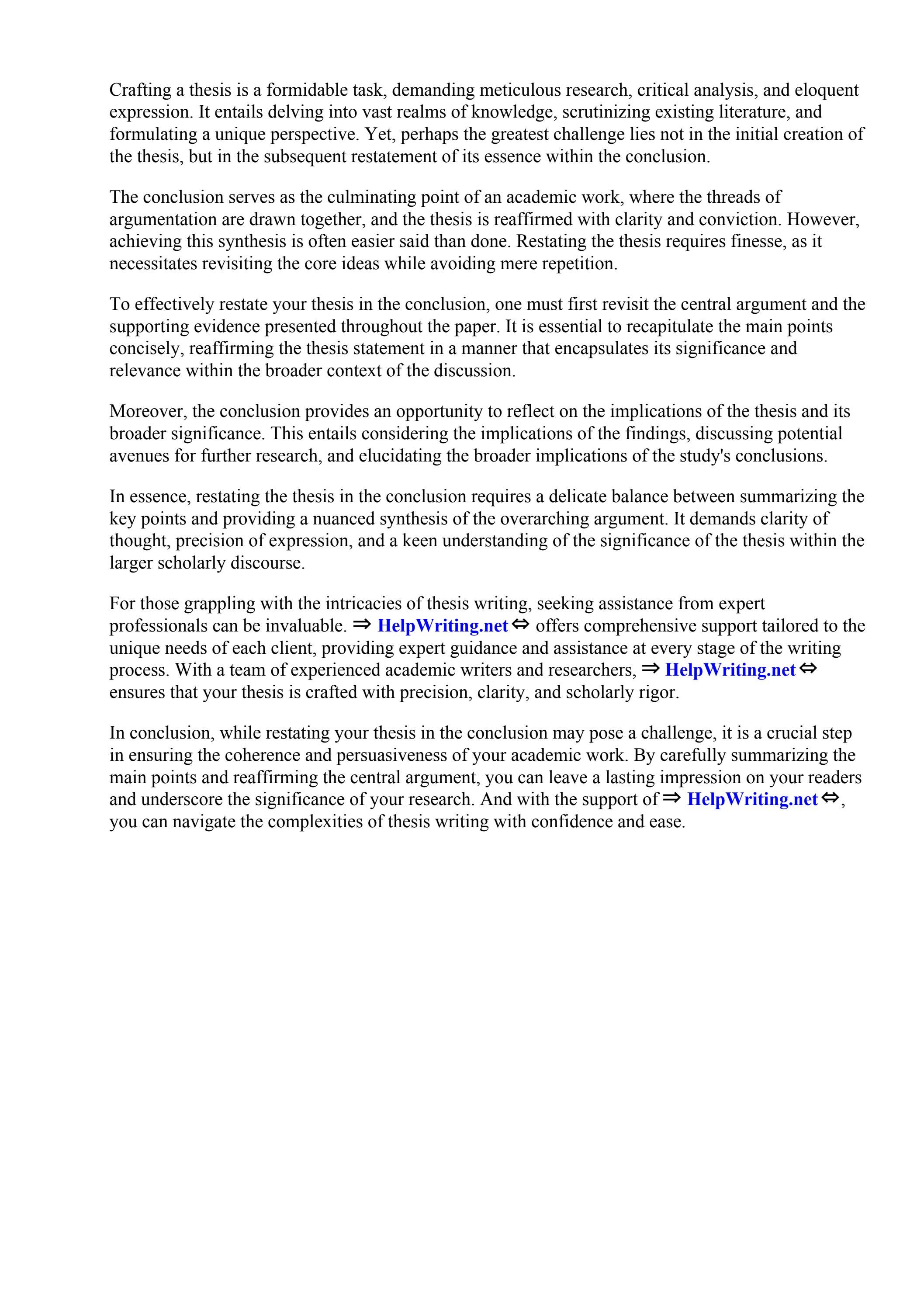 How To Restate Your Thesis In Your Conclusion by Florida State ...