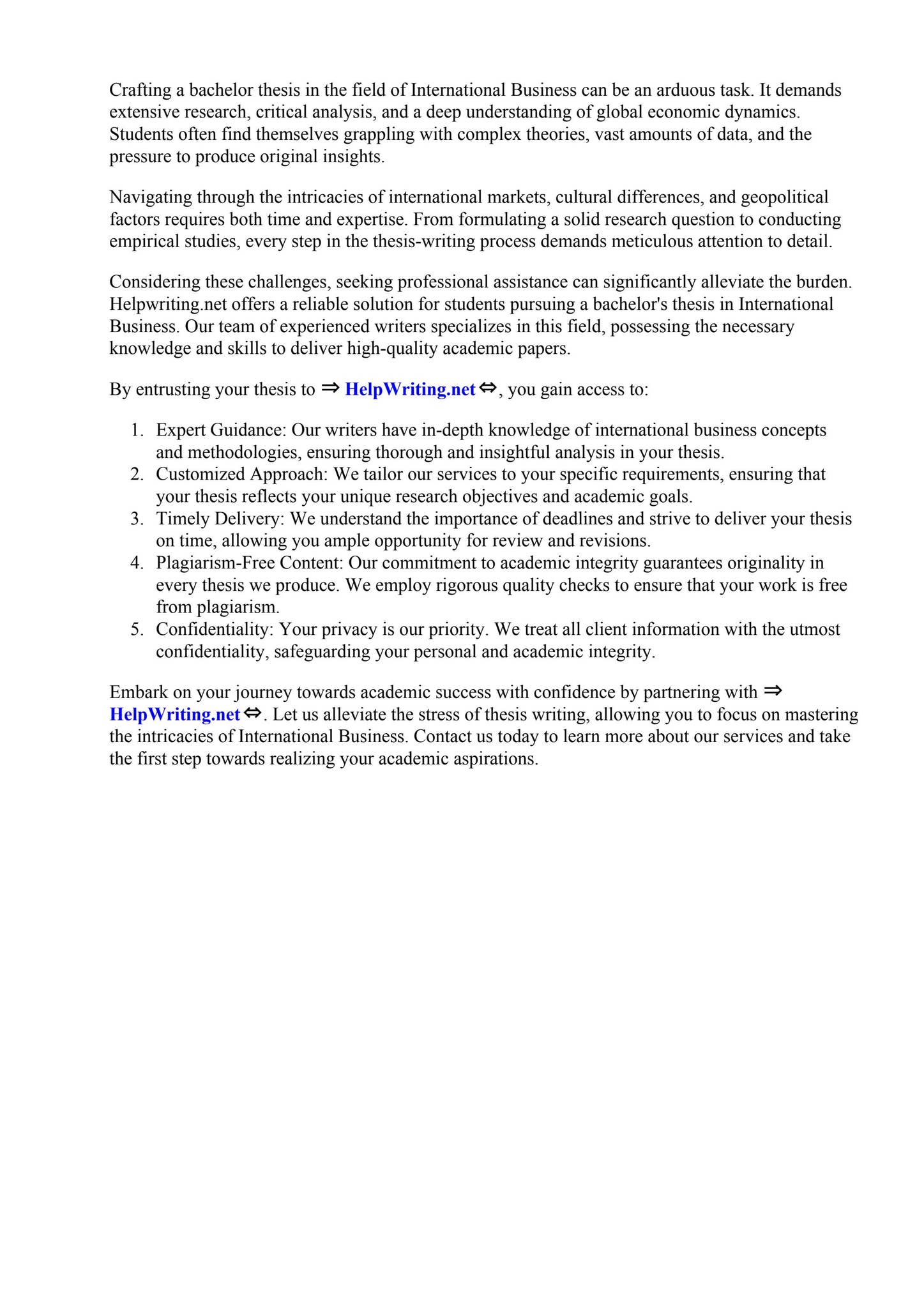 Bachelor Thesis Example International Business by Lake Area Technical ...