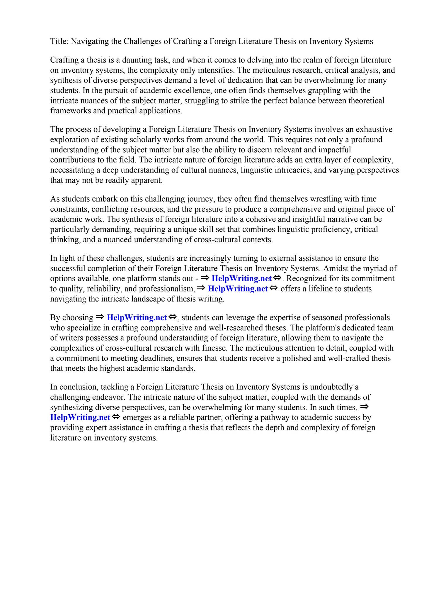 Foreign Literature Thesis Inventory System by Mountain Empire Community ...