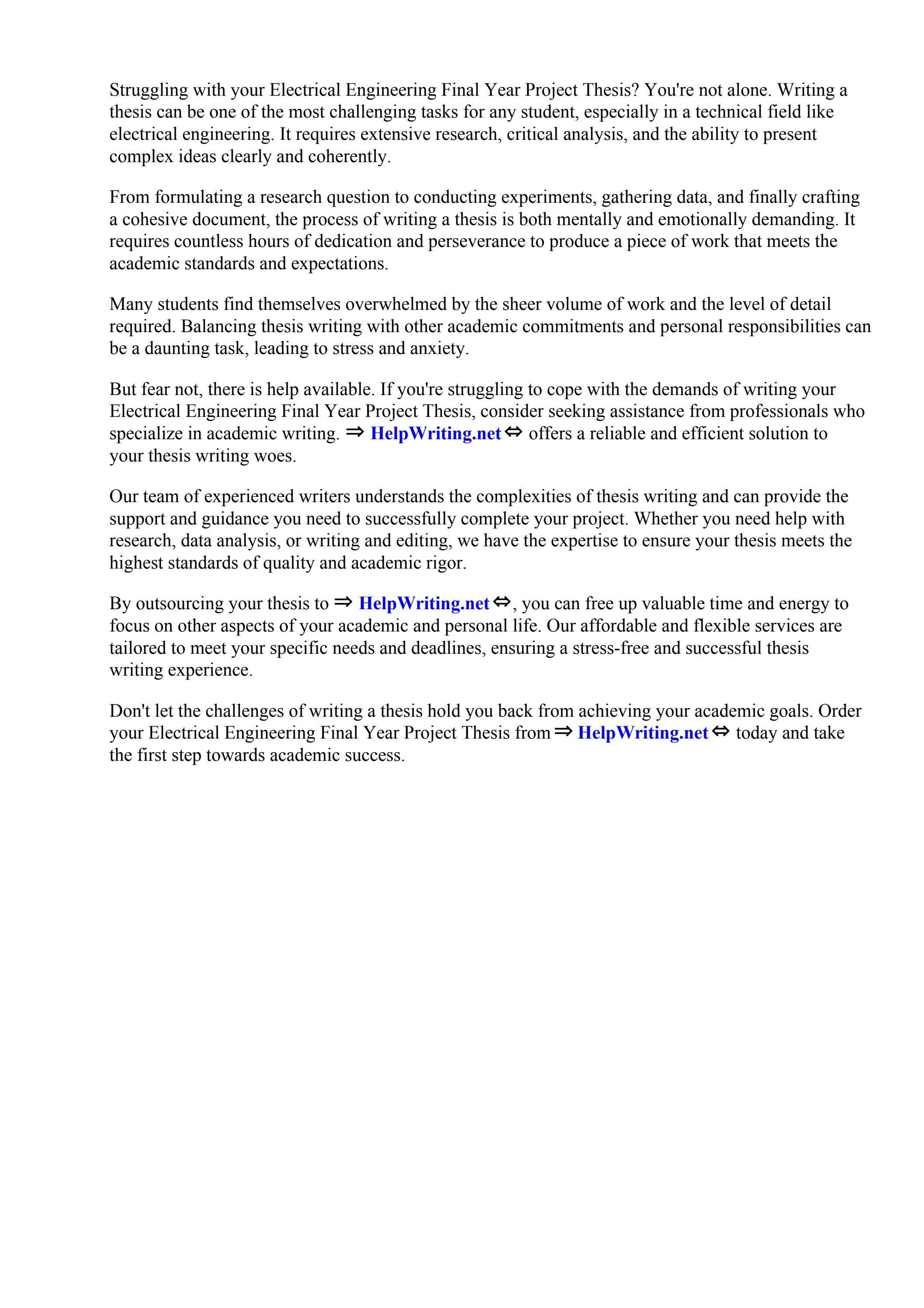 Electrical Engineering Final Year Project Thesis by Oakwood University ...