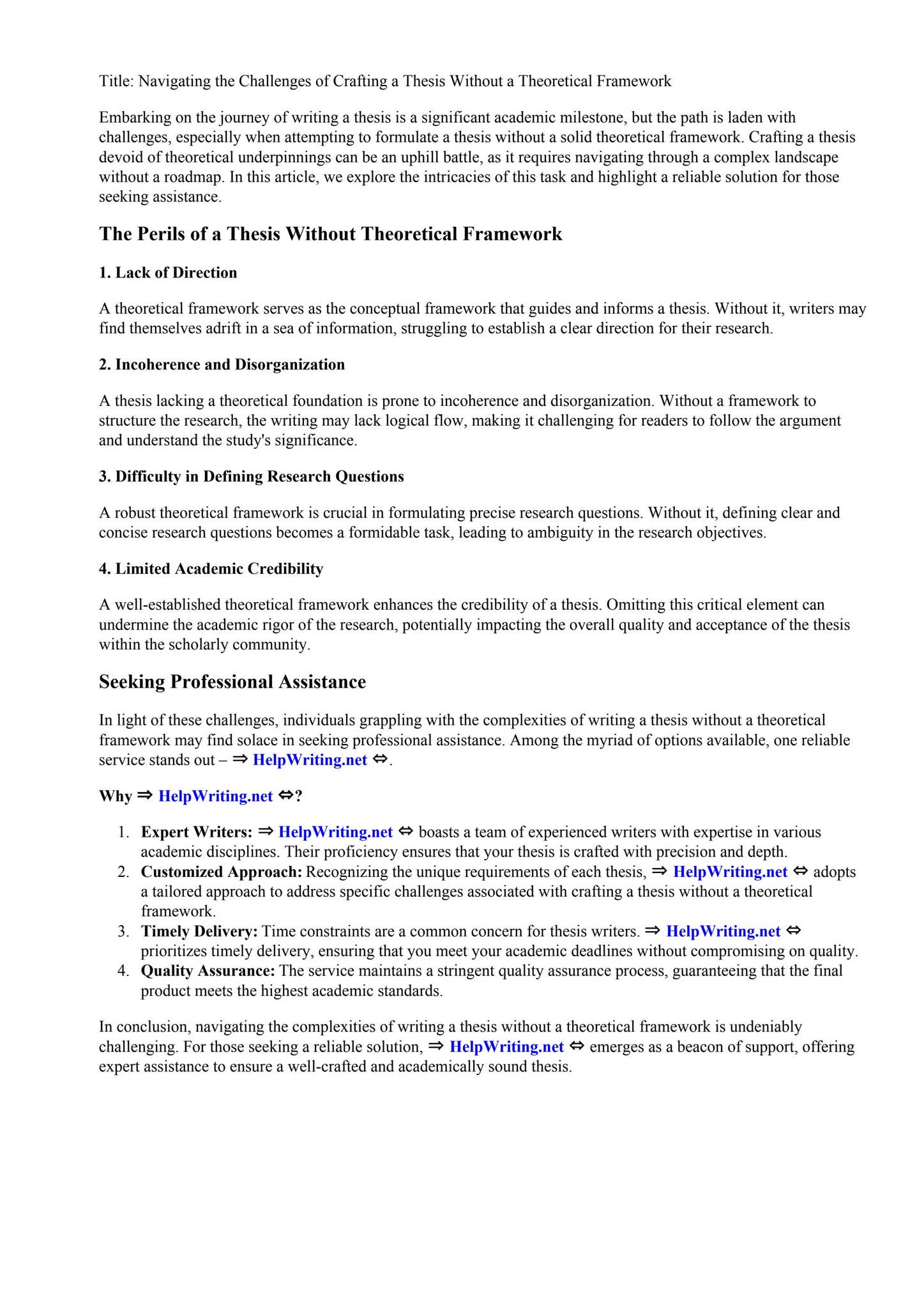 Thesis Without Theoretical Framework by Texas A&M University - Issuu