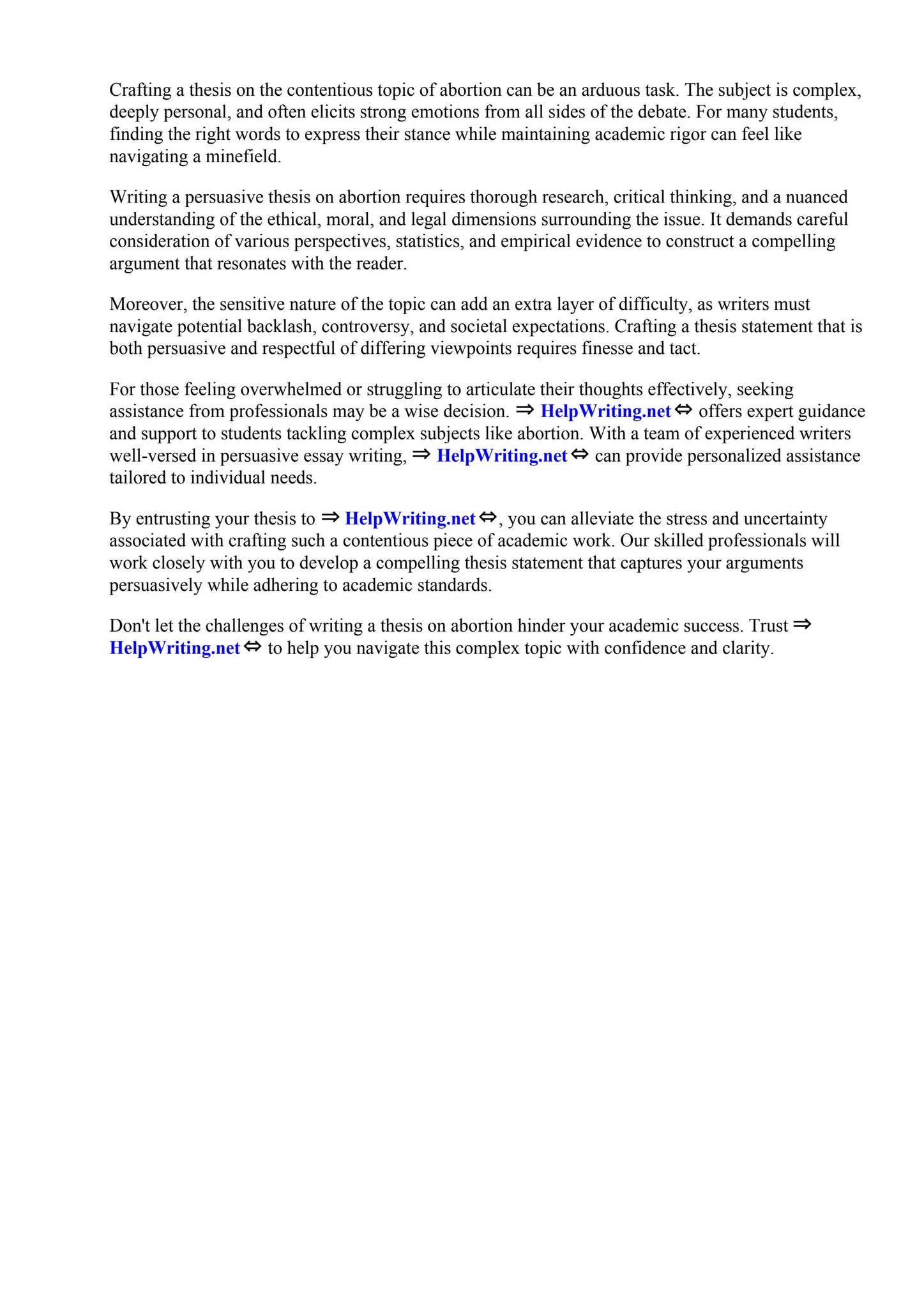 Abortion Thesis Statement For Persuasive Essay by Pitt Community ...