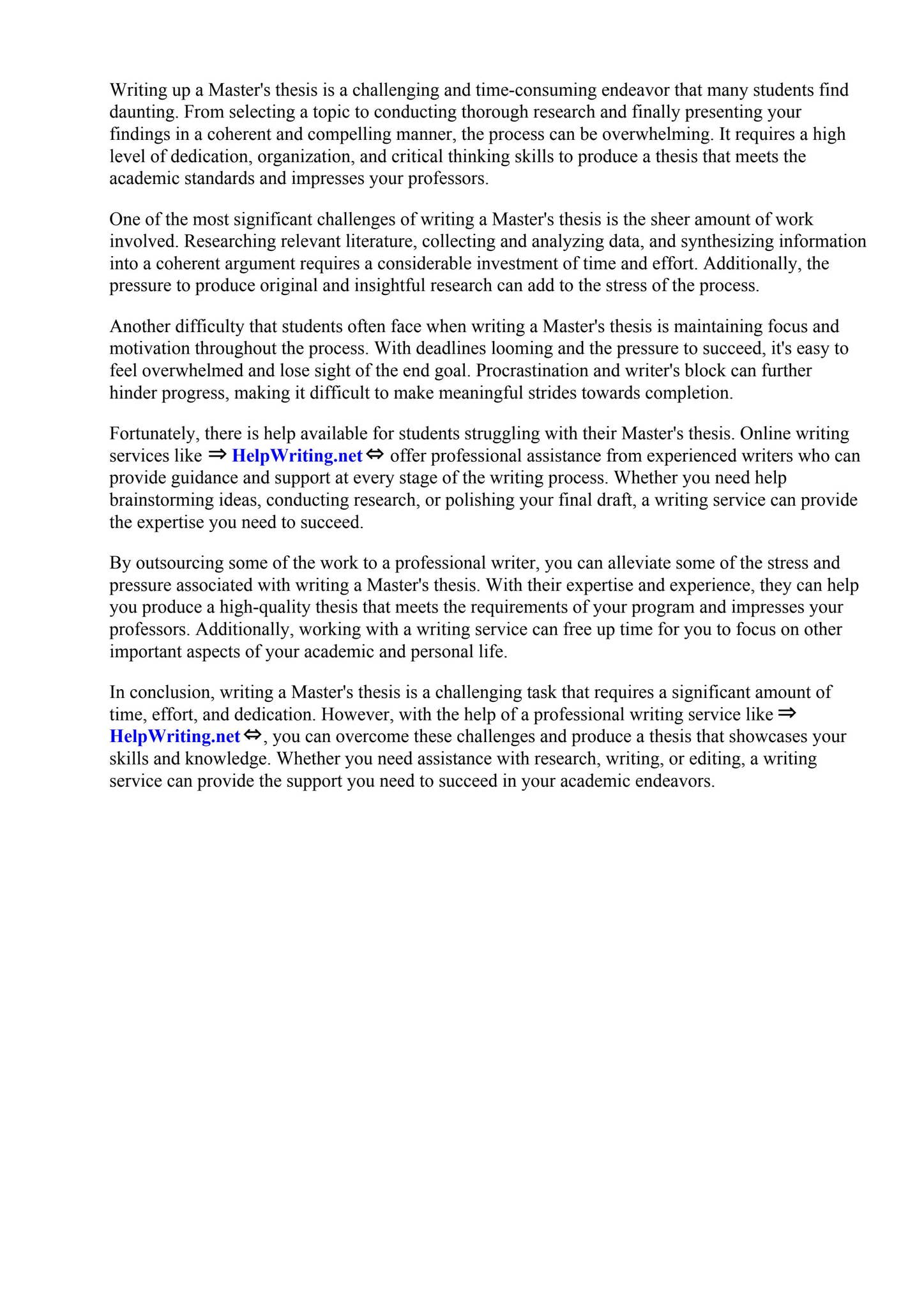 Writing Up A Master'S Thesis by University of Illinois at Urbana ...