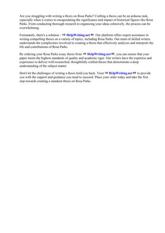 Rosa Parks Essay Thesis by California College of the Arts - Issuu