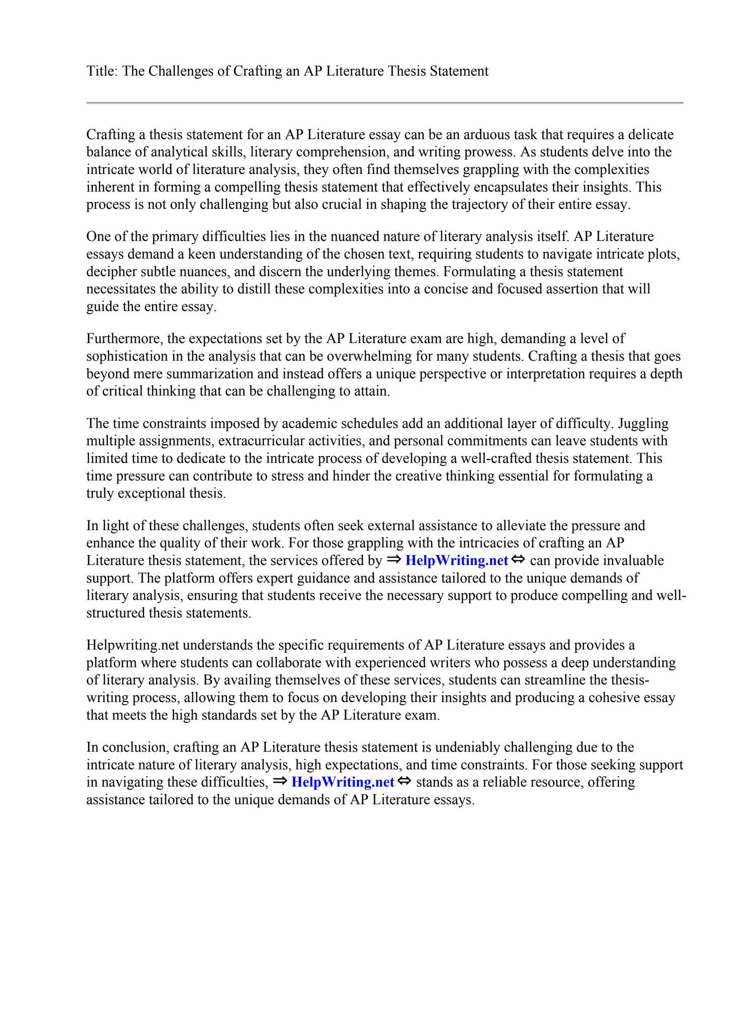 Ap Literature Thesis Statement by Art Academy of Cincinnati - Issuu
