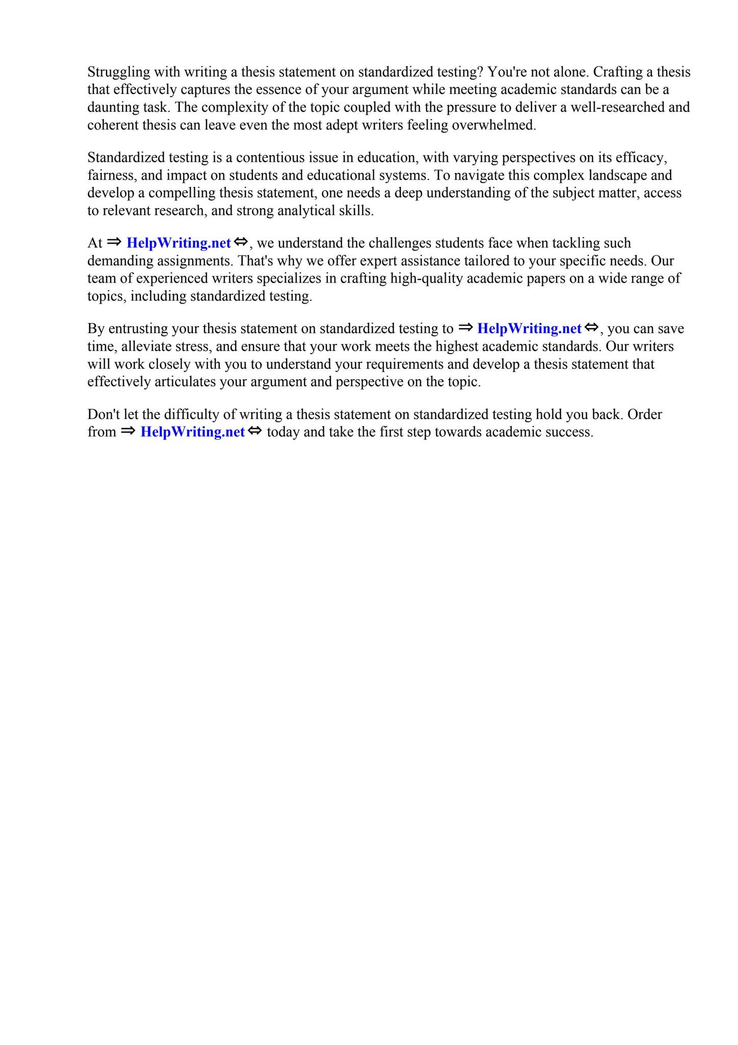 Thesis Statement Standardized Testing by Salisbury University - Issuu