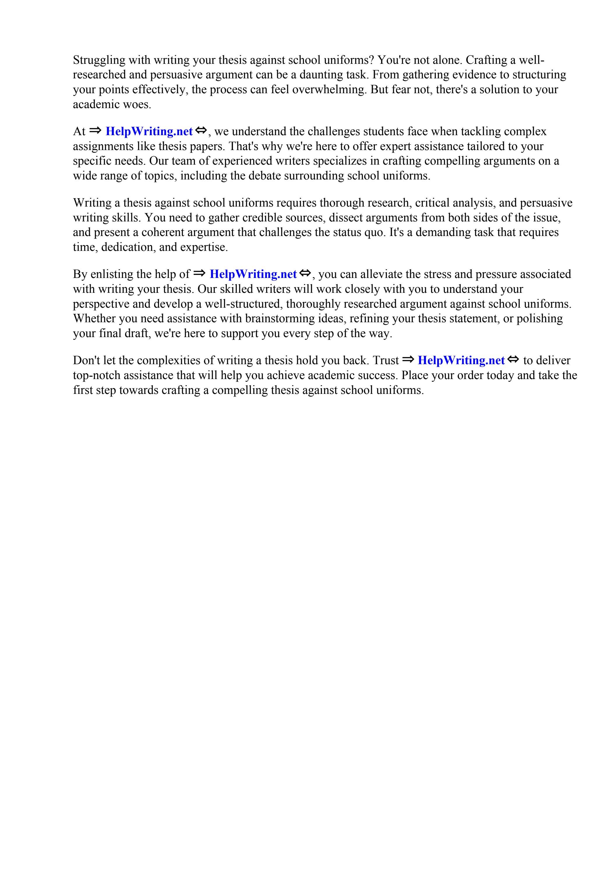 Thesis Against School Uniforms by The Commonwealth System of Higher ...