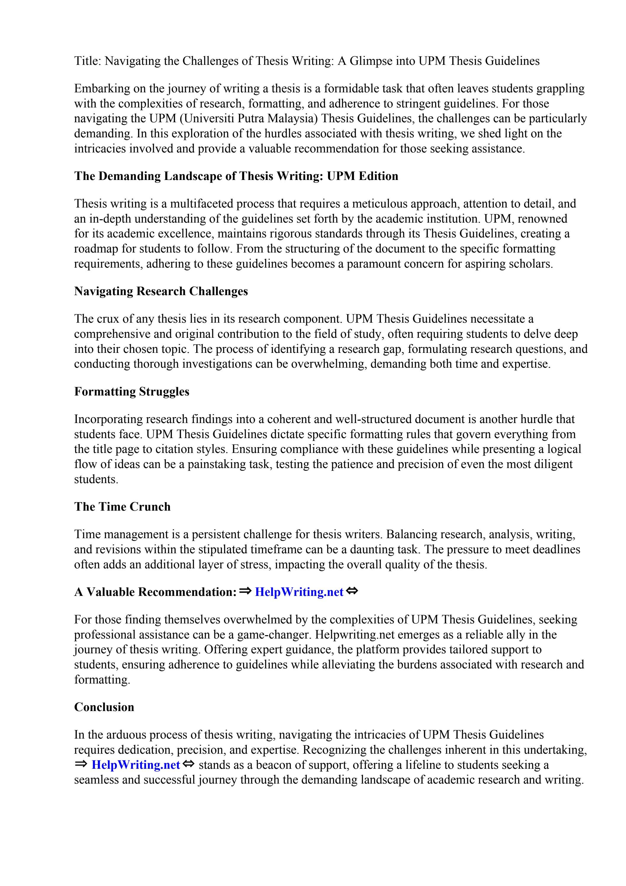Upm Thesis Guidelines by Alfred State College - Issuu