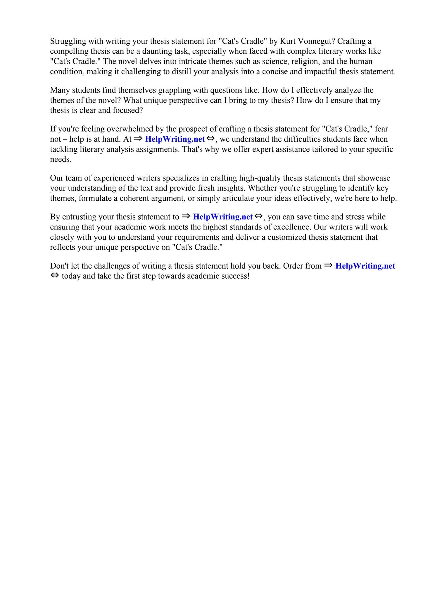 Thesis Statements For Cat'S Cradle by York College of Pennsylvania - Issuu