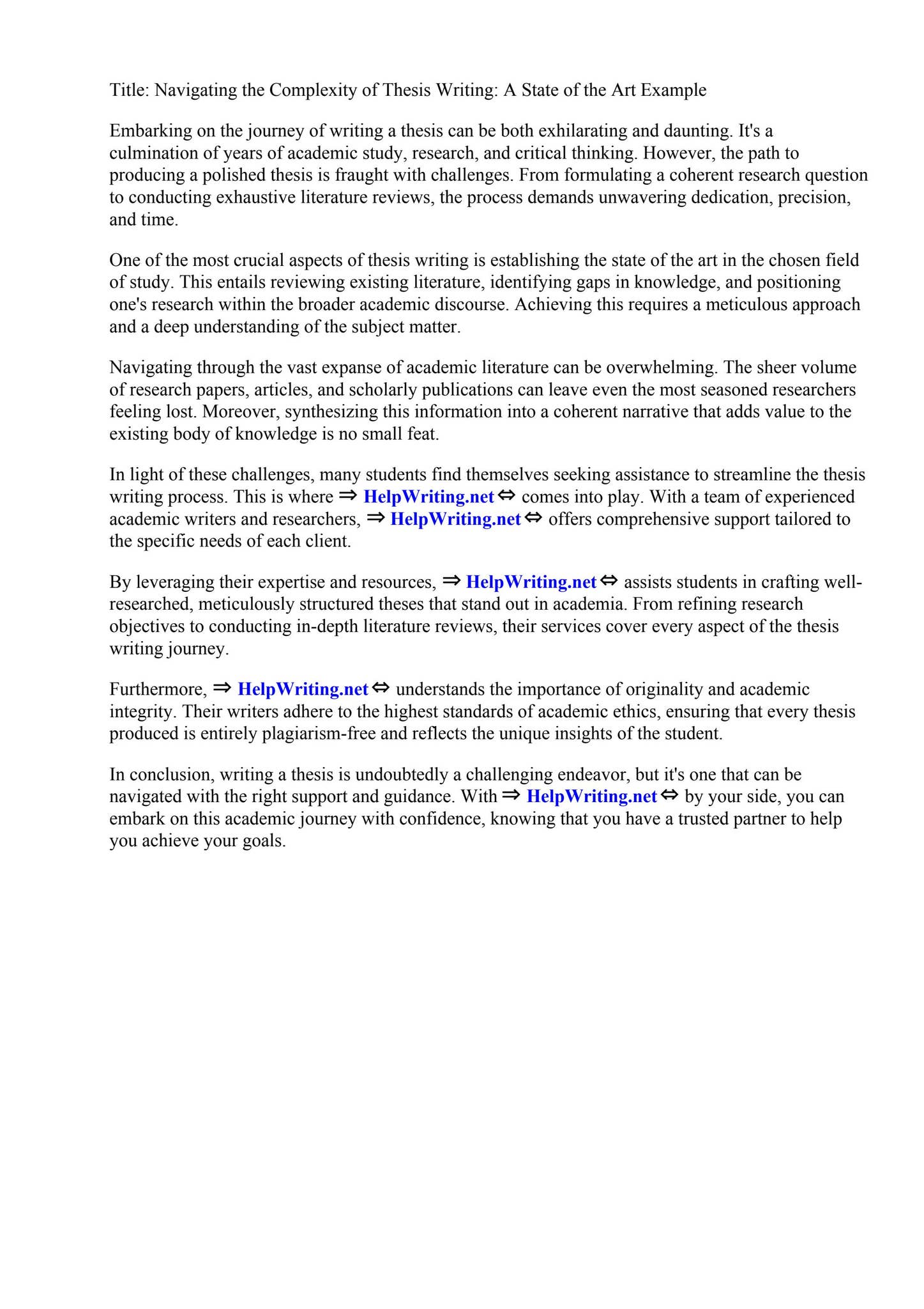 Thesis State Of The Art Example by University of North Texas at Dallas ...