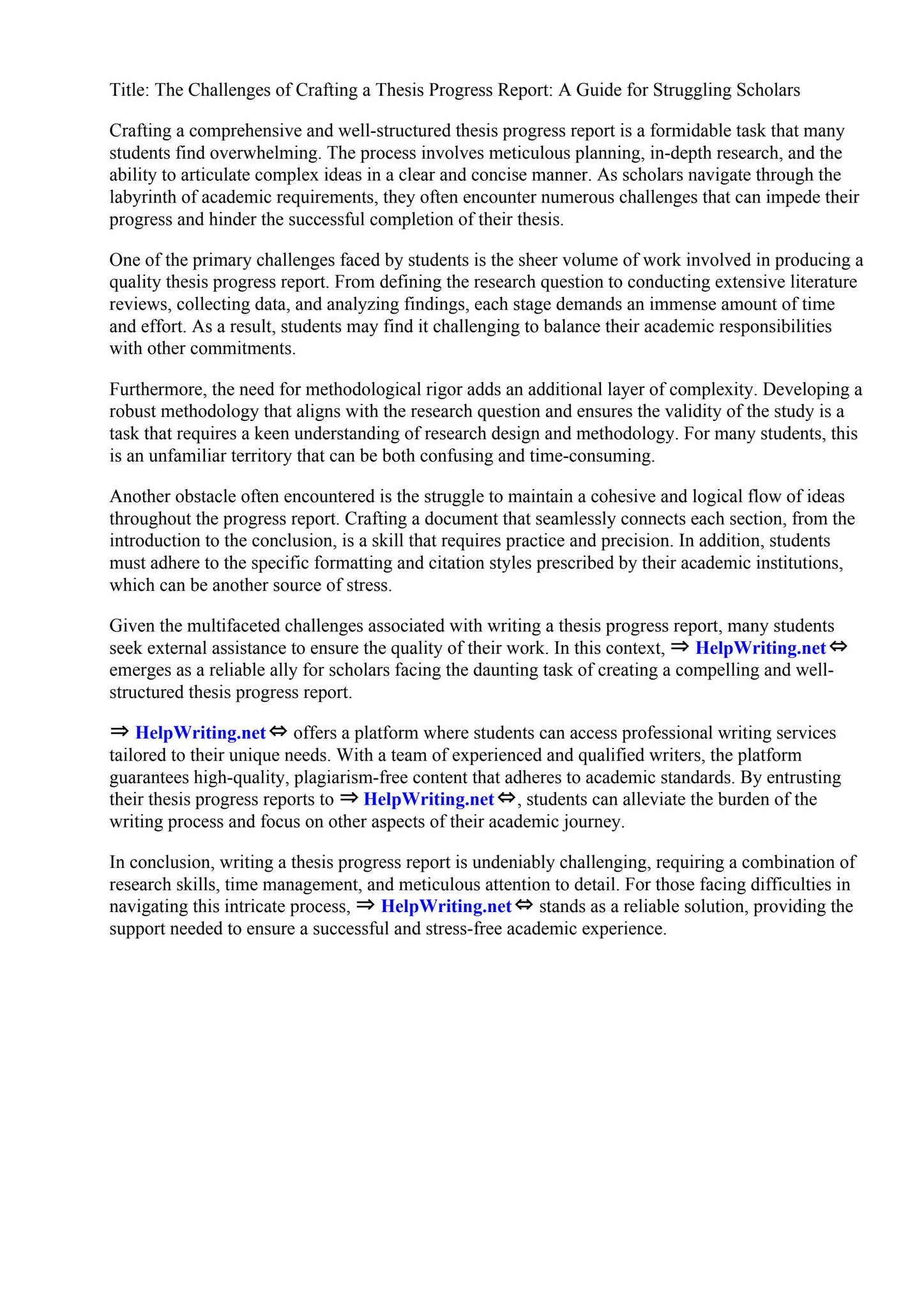 Thesis Progress Report Sample by Brunswick Community College - Issuu