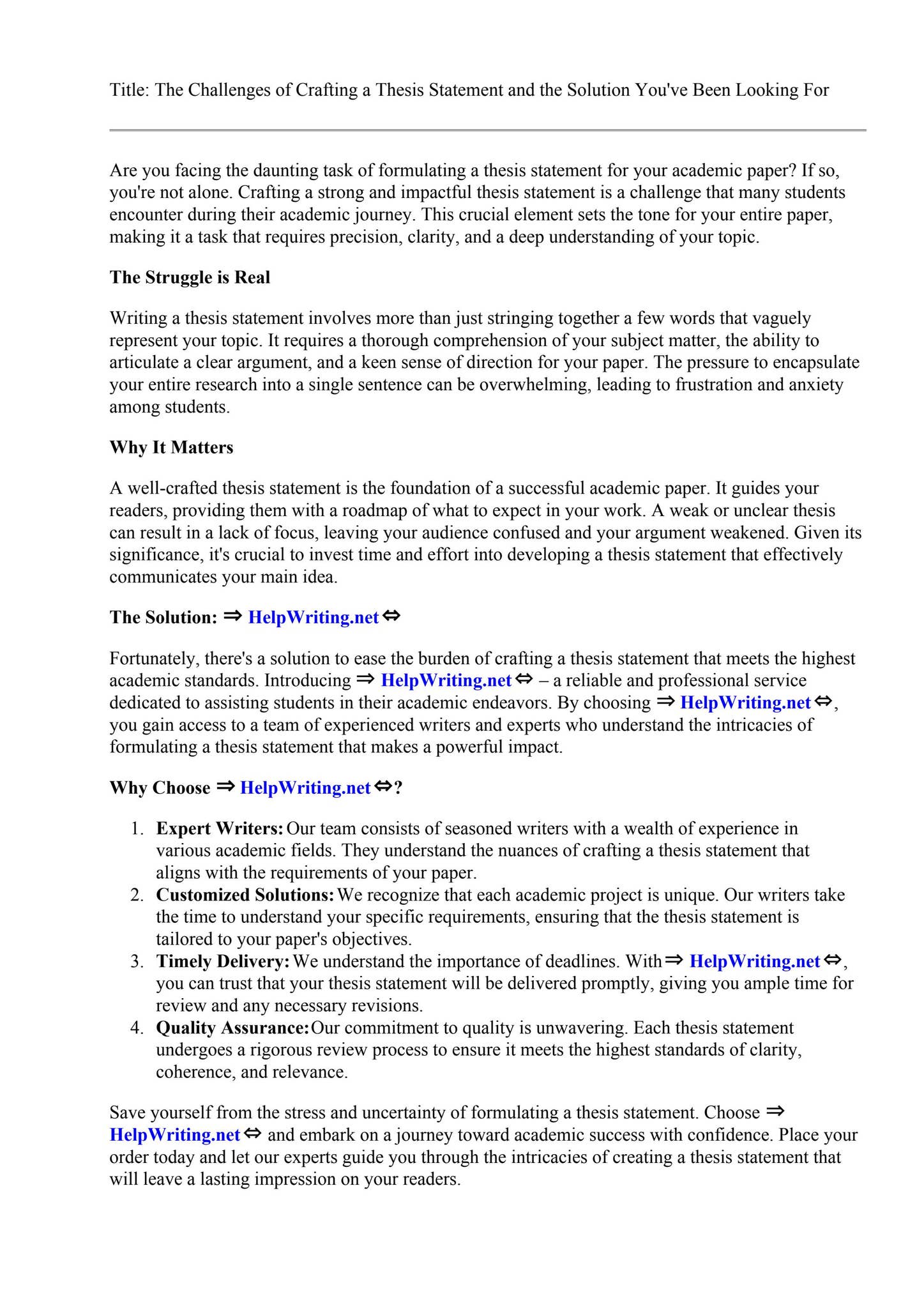 Formulating A Thesis Statement Handout by Skyline College - Issuu