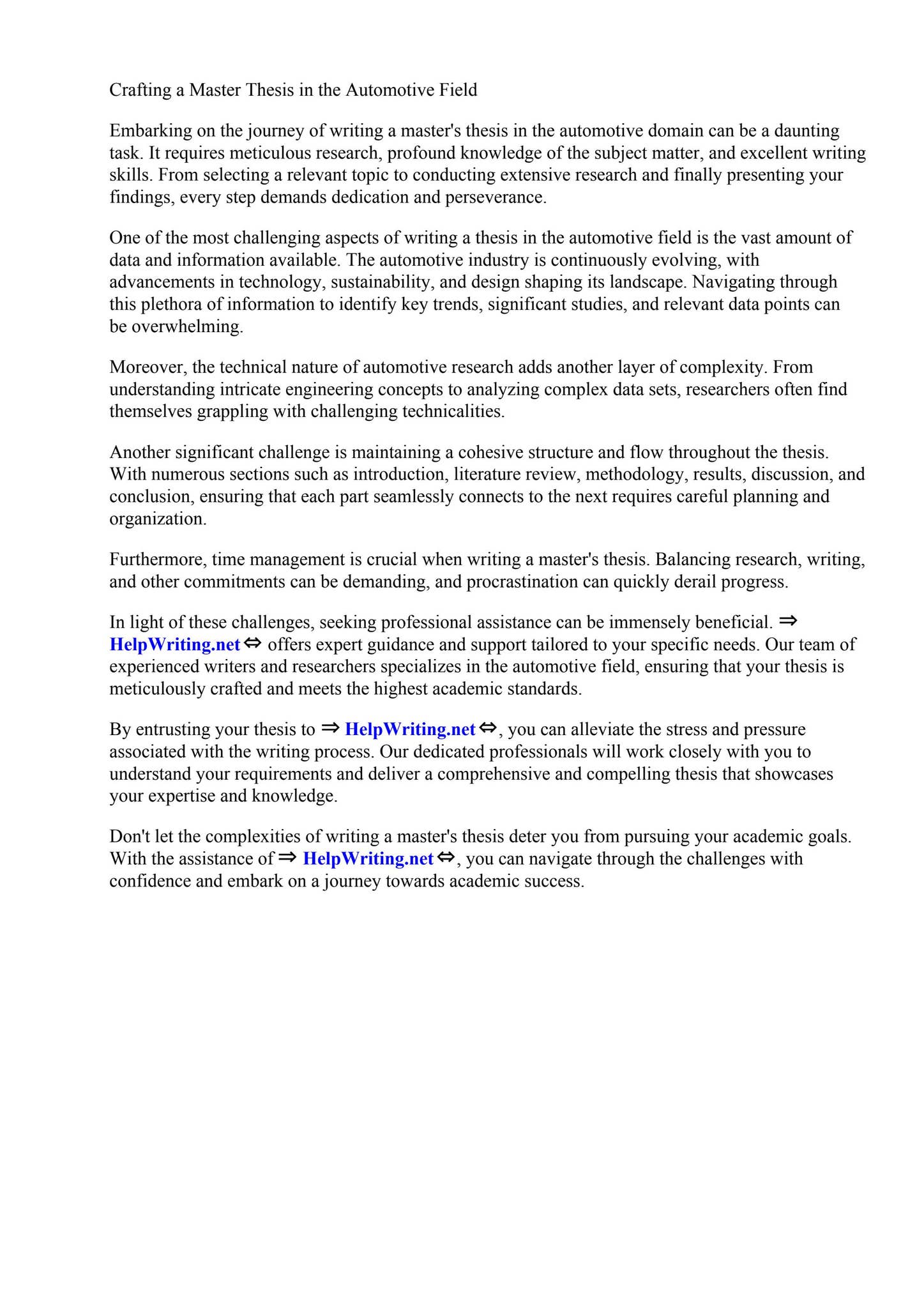 Master Thesis Automotive by Baptist Health College Little Rock - Issuu