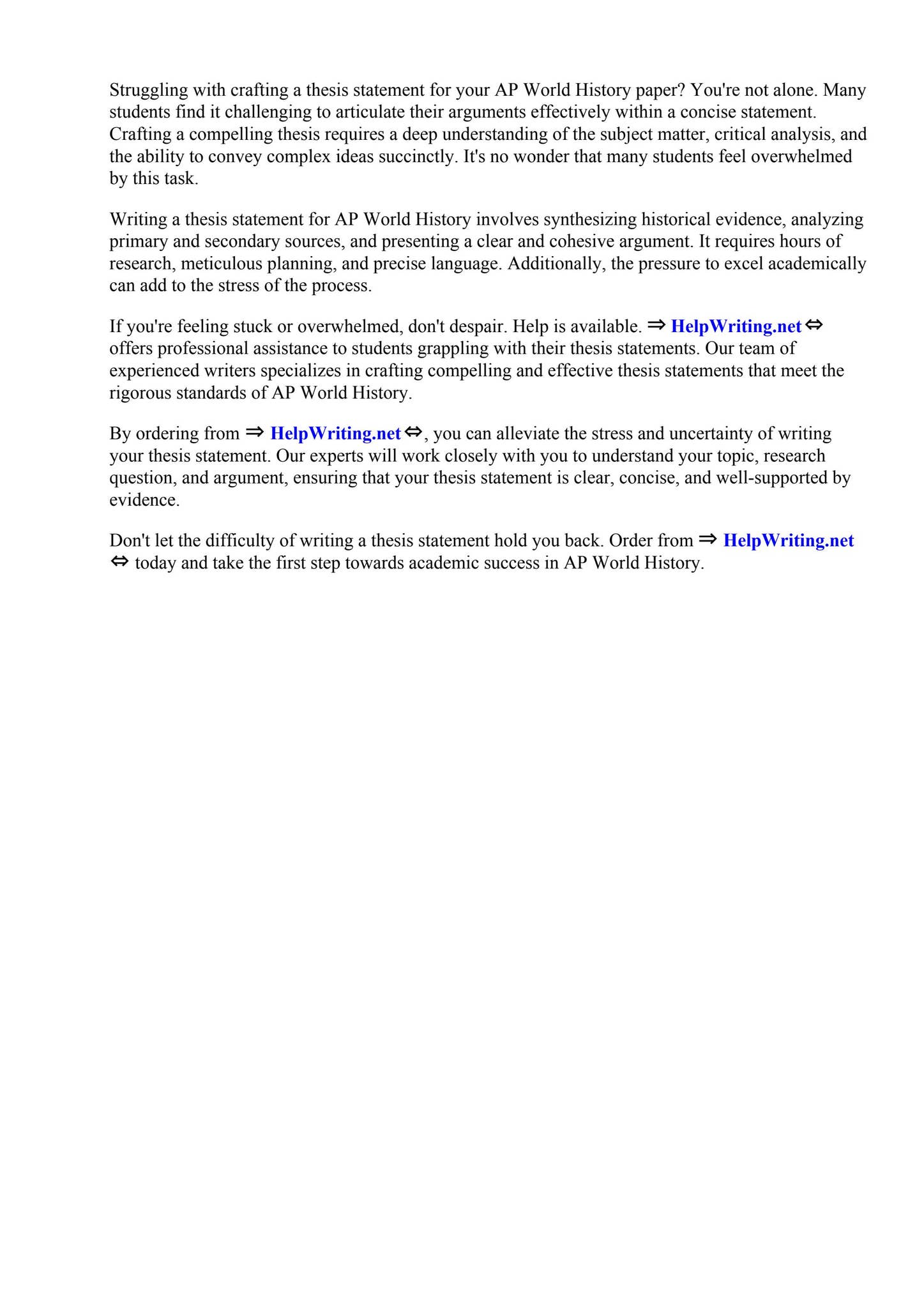 Examples Of Ap World History Thesis Statements by Porterville College ...