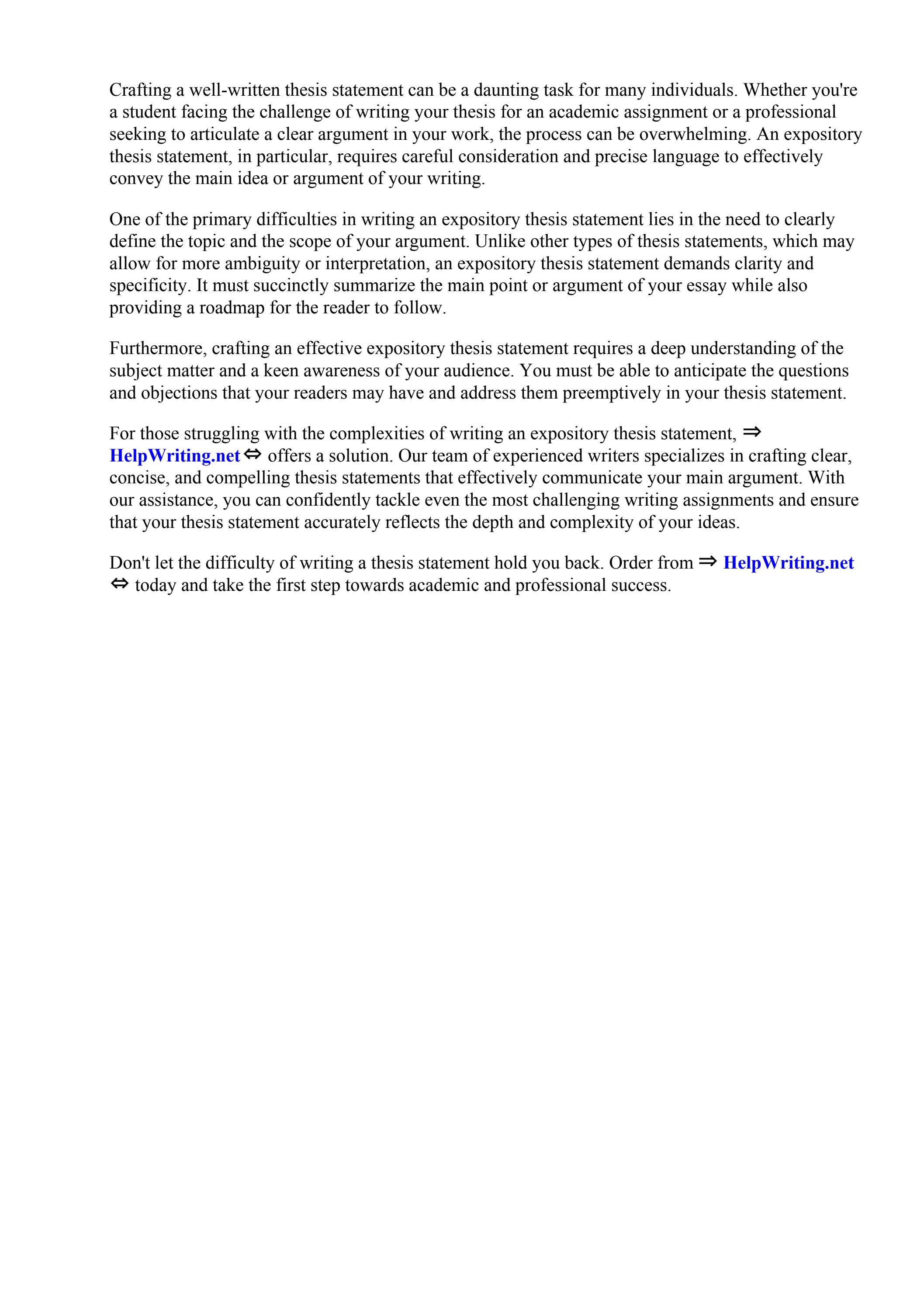 How To Write An Expository Thesis Statement by Kentucky State ...