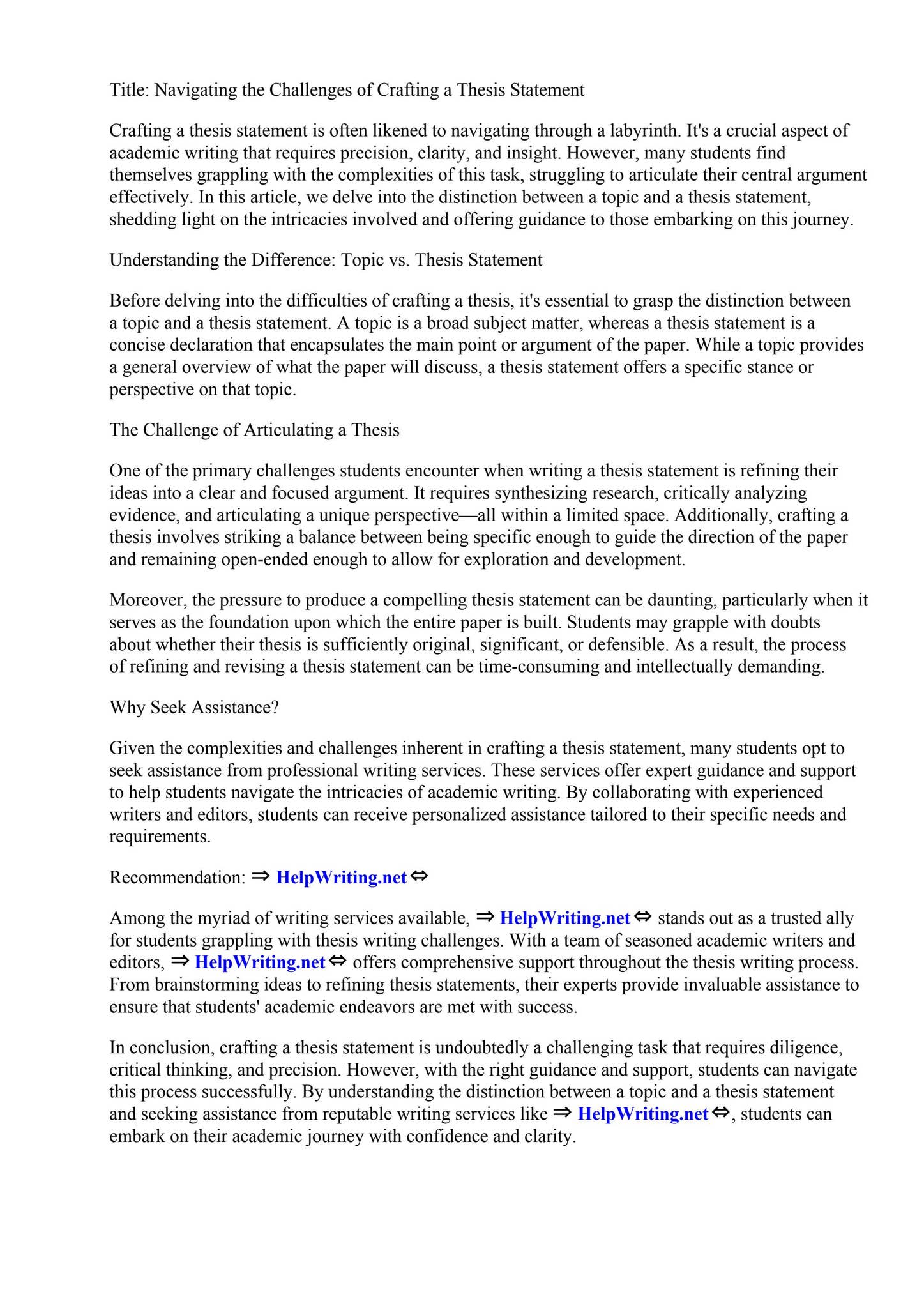 Topic Versus Thesis Statement by Atlanta Metropolitan State College - Issuu