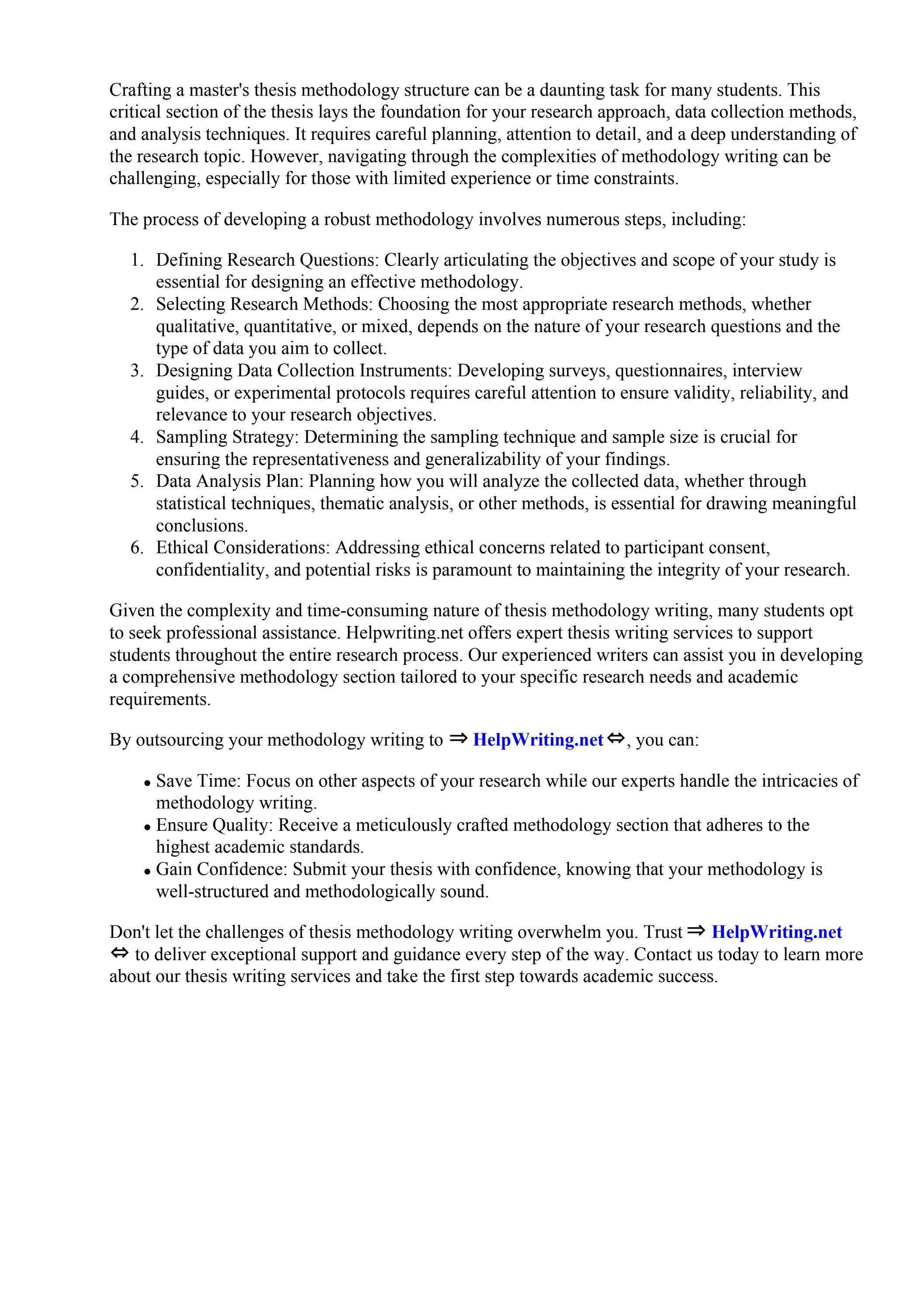 Master Thesis Methodology Structure by Atlanta Metropolitan State ...