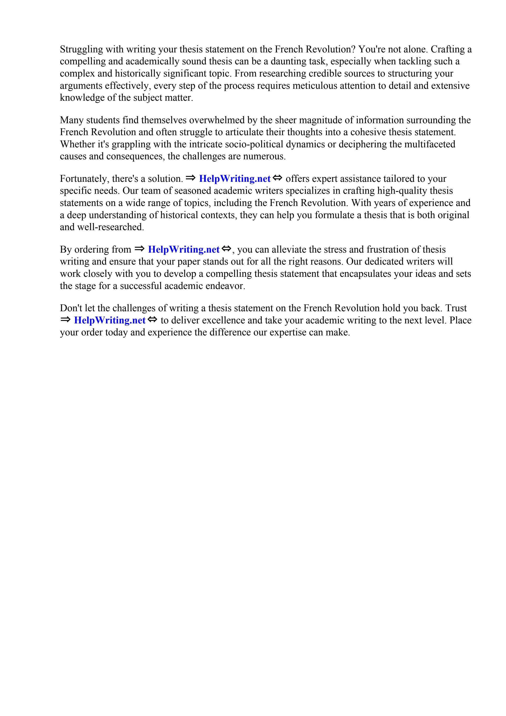 Thesis Statement French Revolution by Trinitas School of Nursing - Issuu