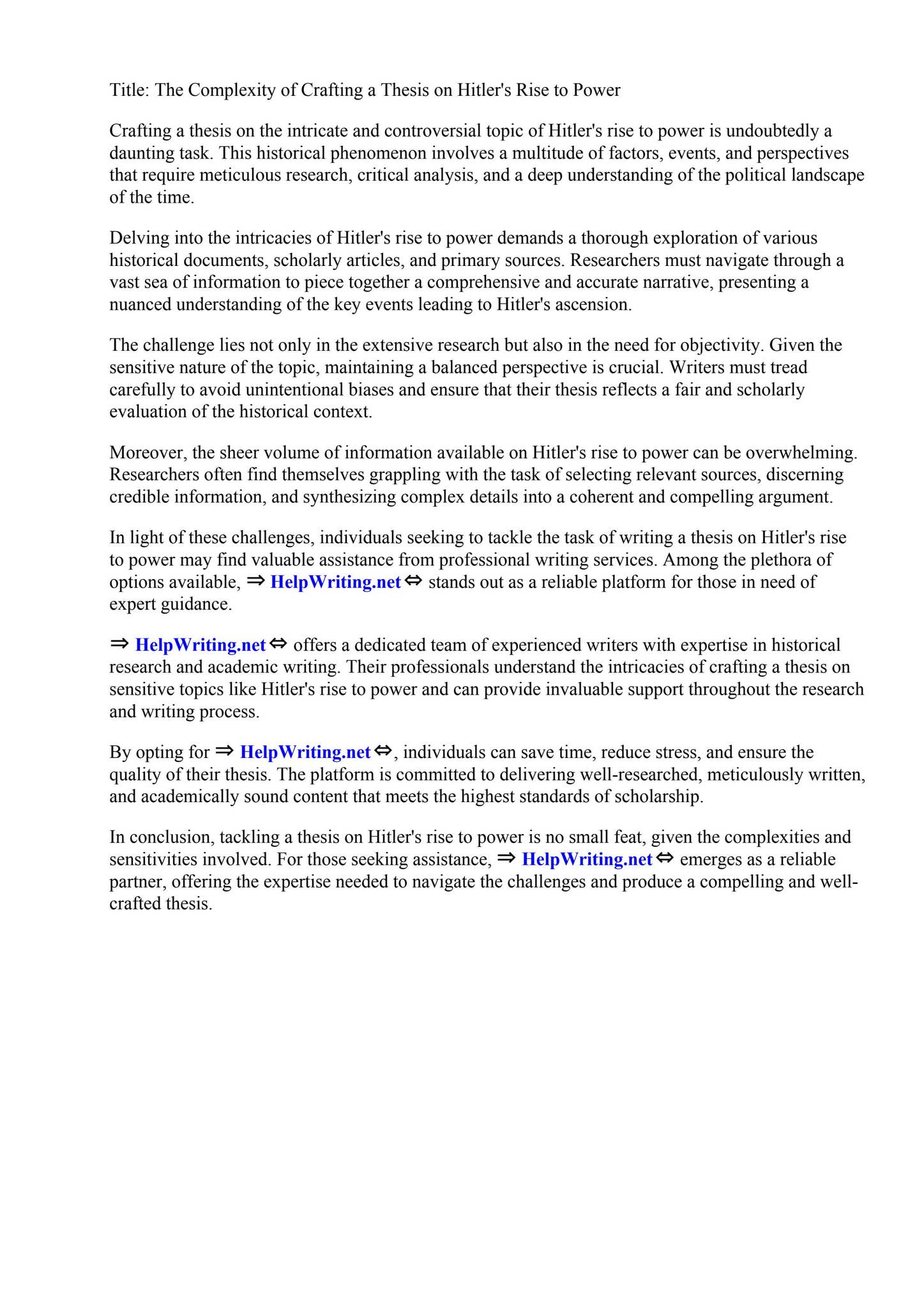 Thesis On Hitler'S Rise To Power by Santa Barbara City College - Issuu