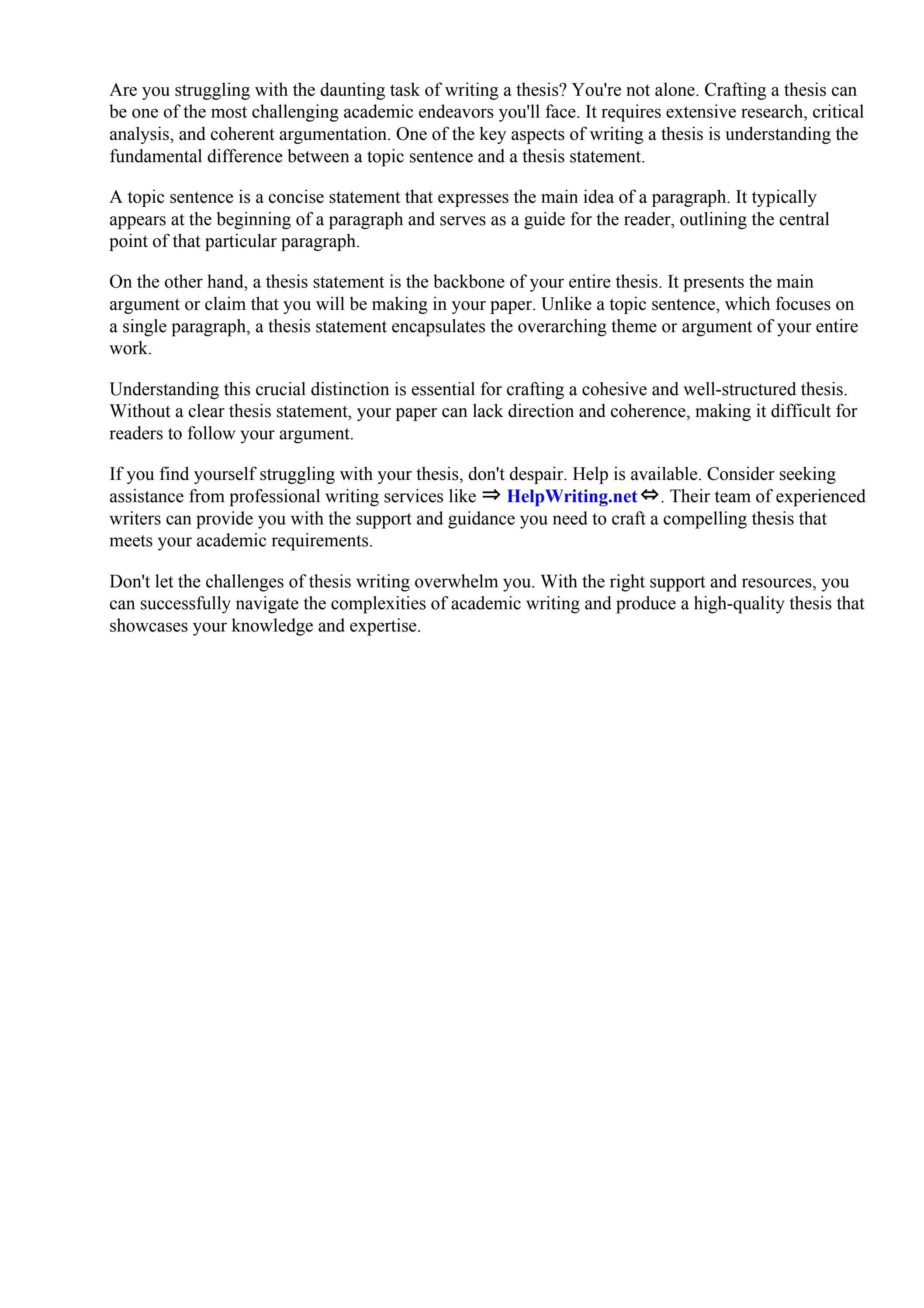 Difference Between Topic Sentence And Thesis Statement by Utah Tech ...