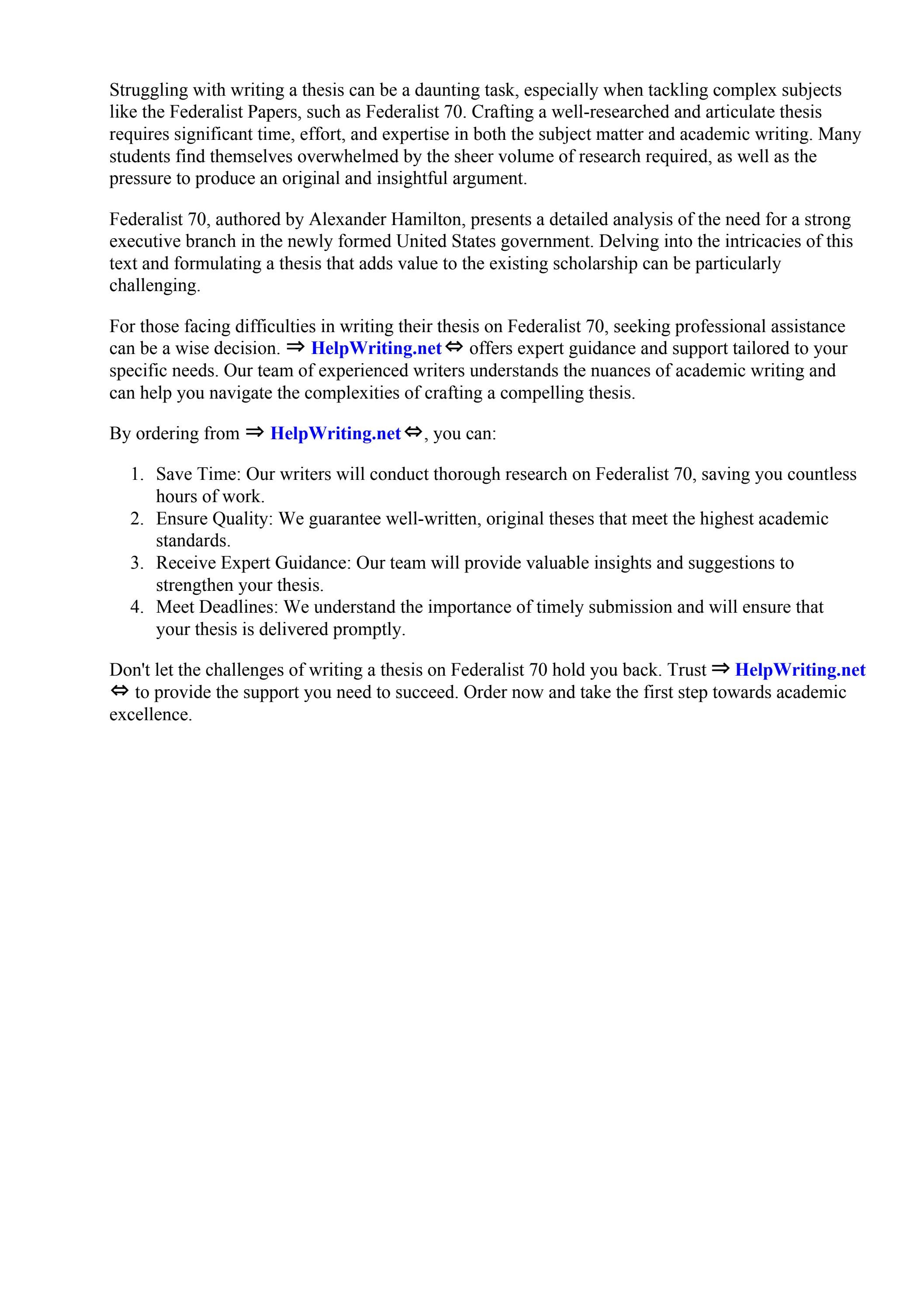 Thesis Of Federalist 70 by Sonoma State University - Issuu