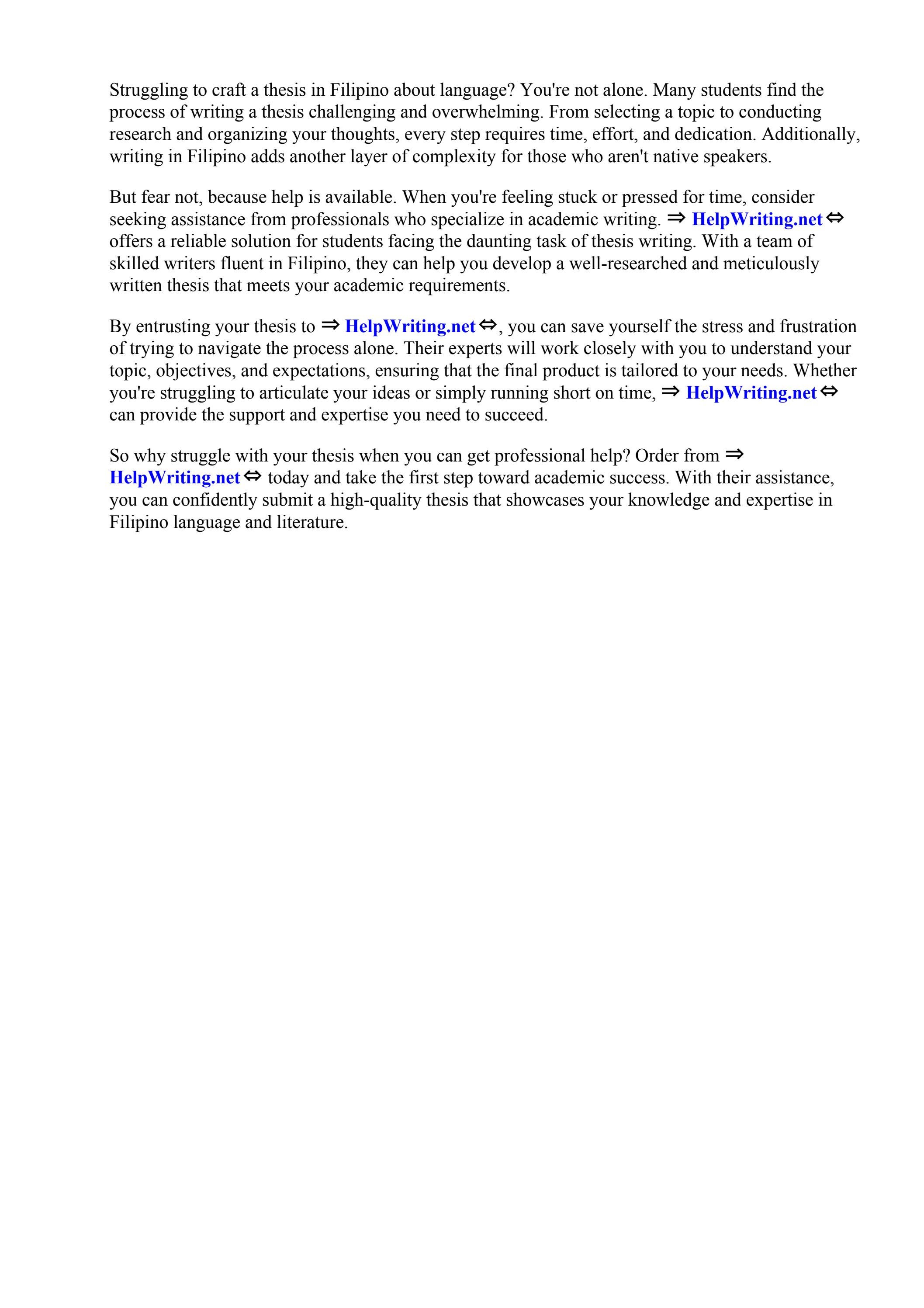 Halimbawa Ng Thesis Sa Filipino Tungkol Sa Wika by Moriah Medical ...
