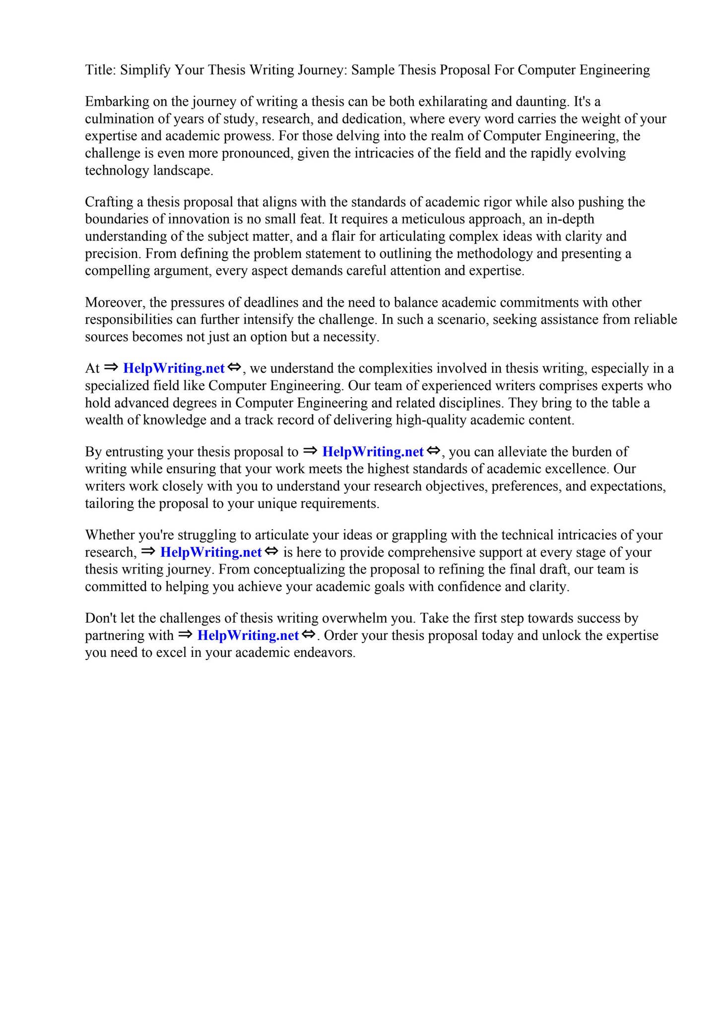 Sample Thesis Proposal For Computer Engineering by Southern Methodist University - Issuu