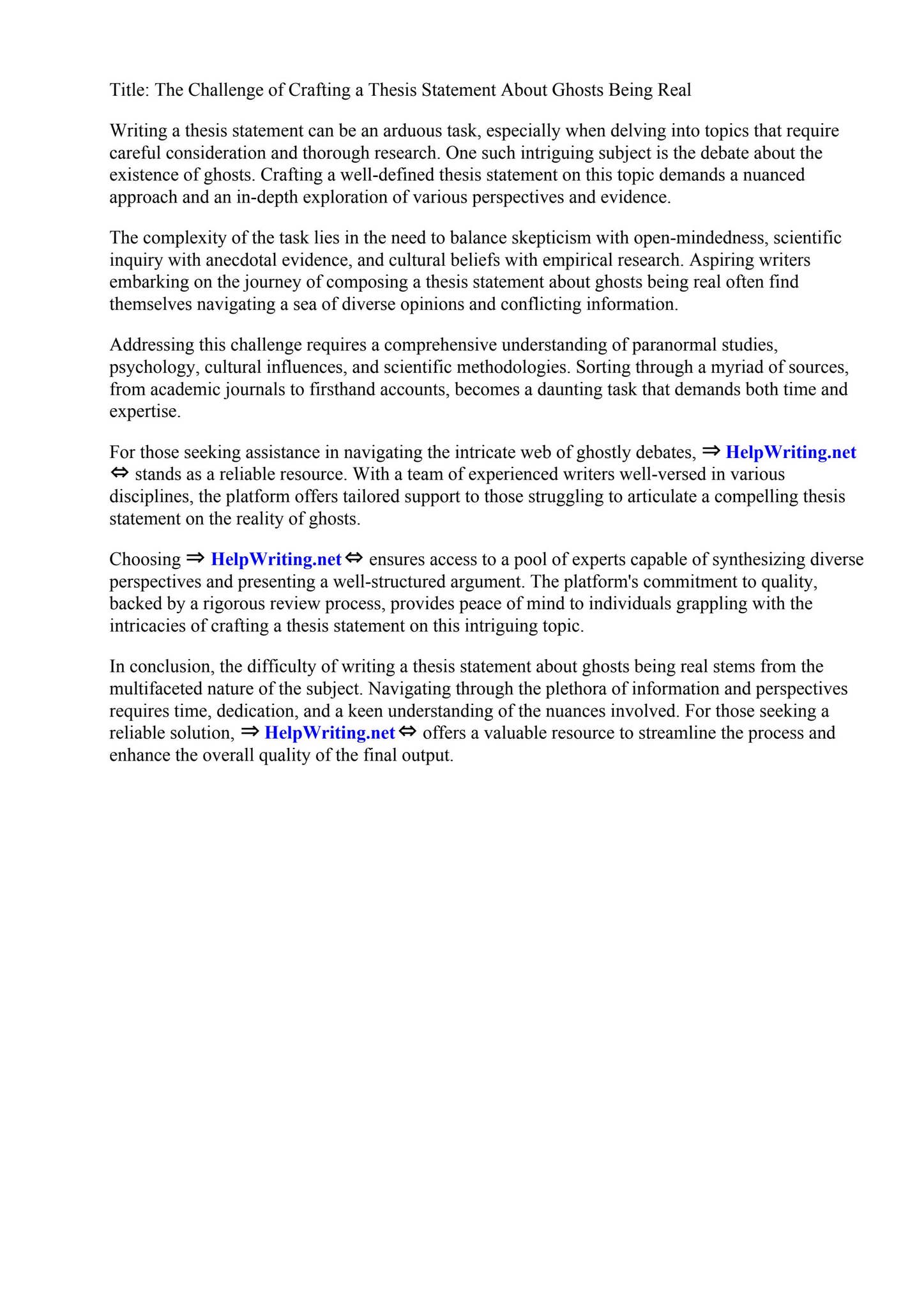 Thesis Statement About Ghosts Being Real by Keuka College - Issuu