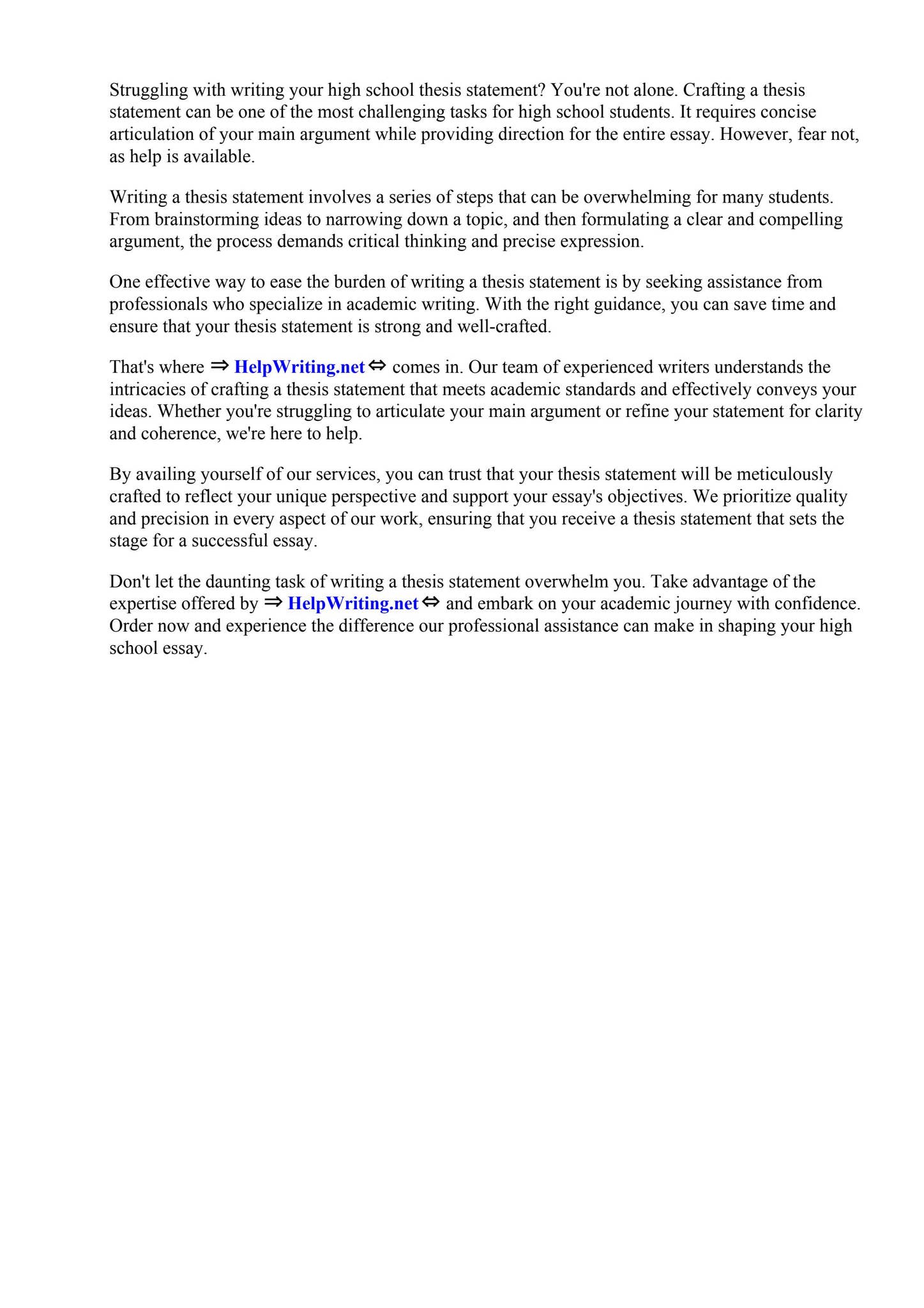 How To Write A Thesis Statement For An Essay High School by ...