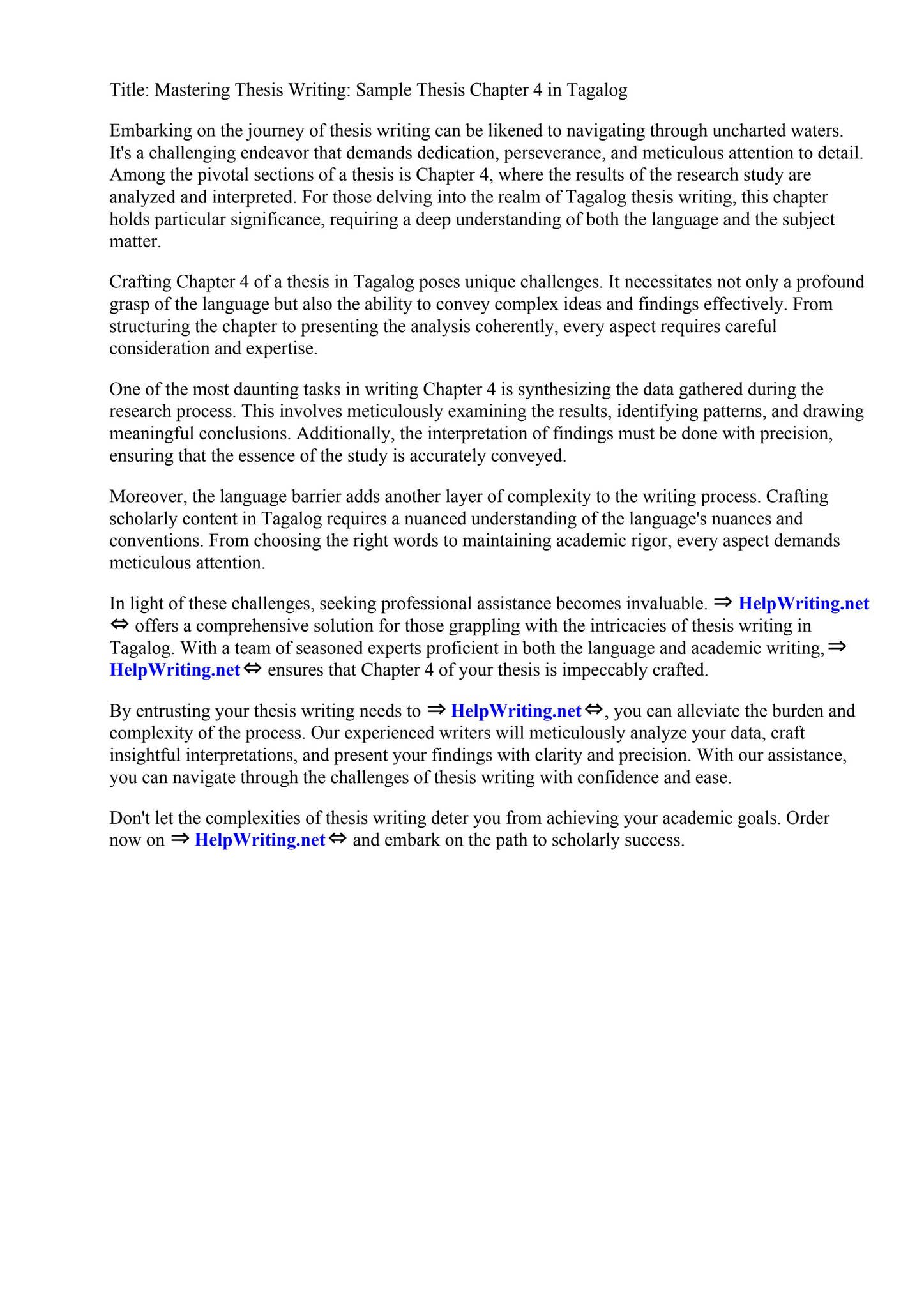 Sample Thesis Chapter 4 Tagalog by Central Wyoming College - Issuu