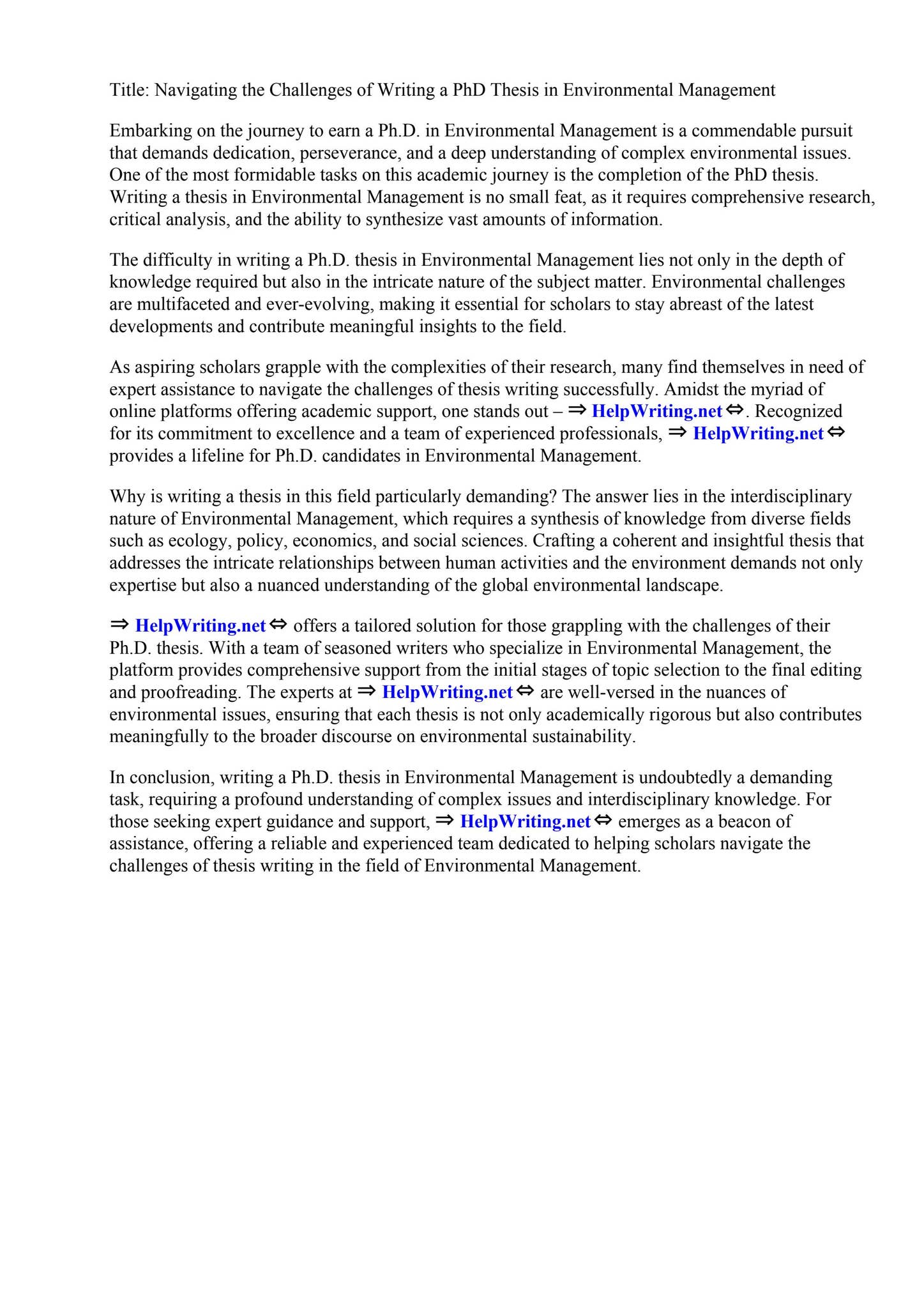 Phd Thesis Environmental Management by Mitchell Community College - Issuu