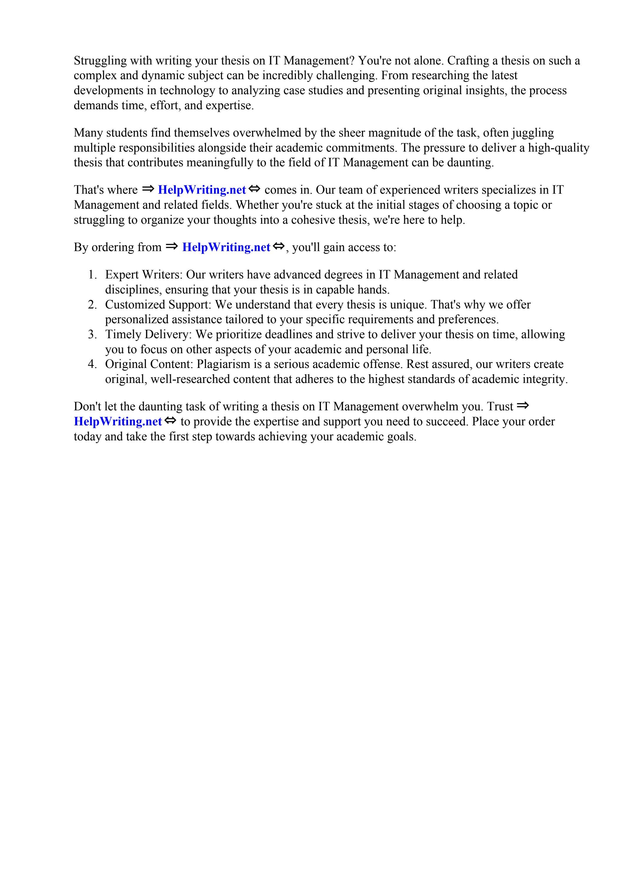 Thesis Topic It Management by Southwestern Oklahoma State University ...