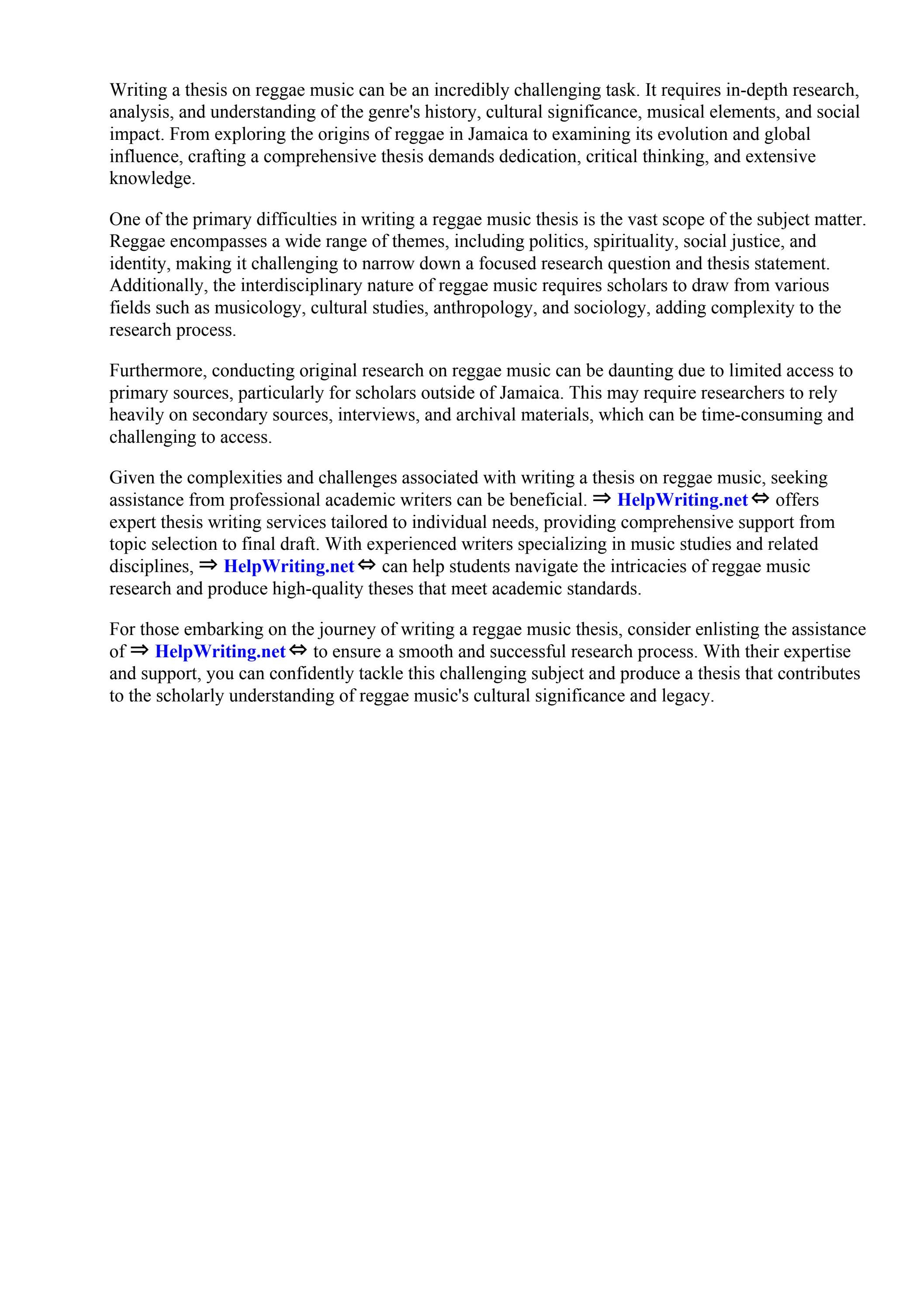 Reggae Music Thesis Statement by Bunker Hill Community College - Issuu