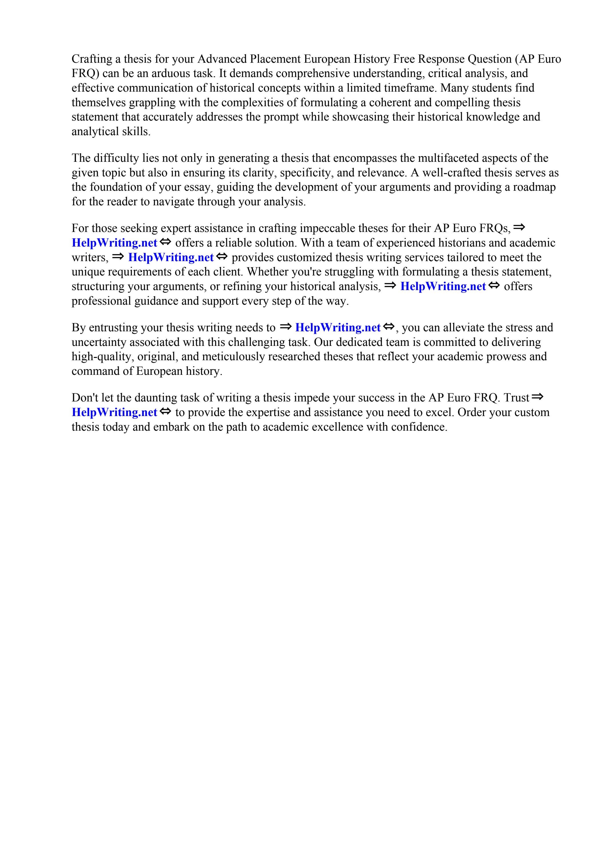 Ap Euro Frq Thesis by University of Houston-Victoria - Issuu