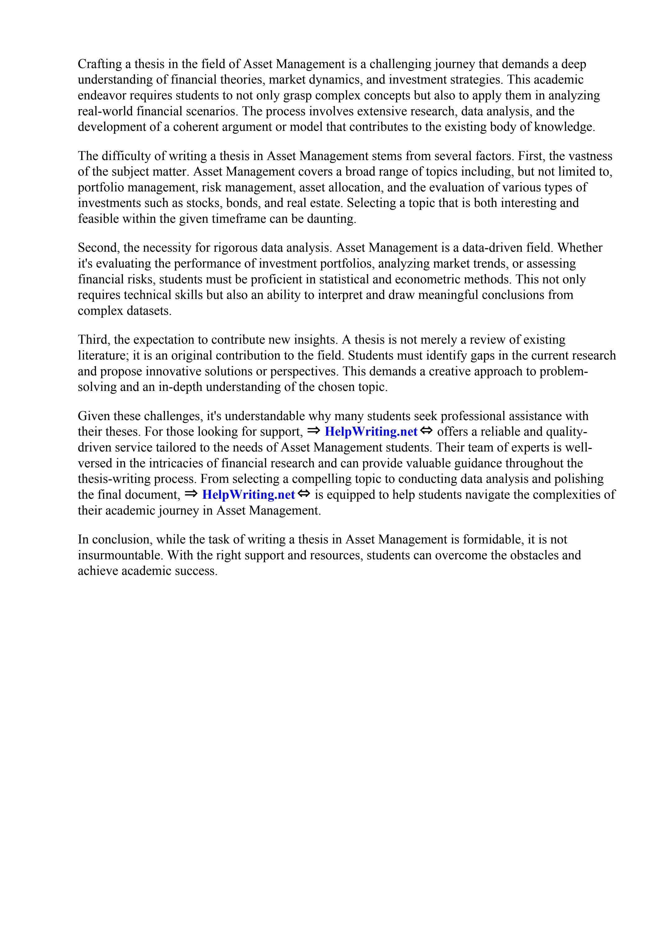 Thesis Topics In Asset Management by Bunker Hill Community College - Issuu