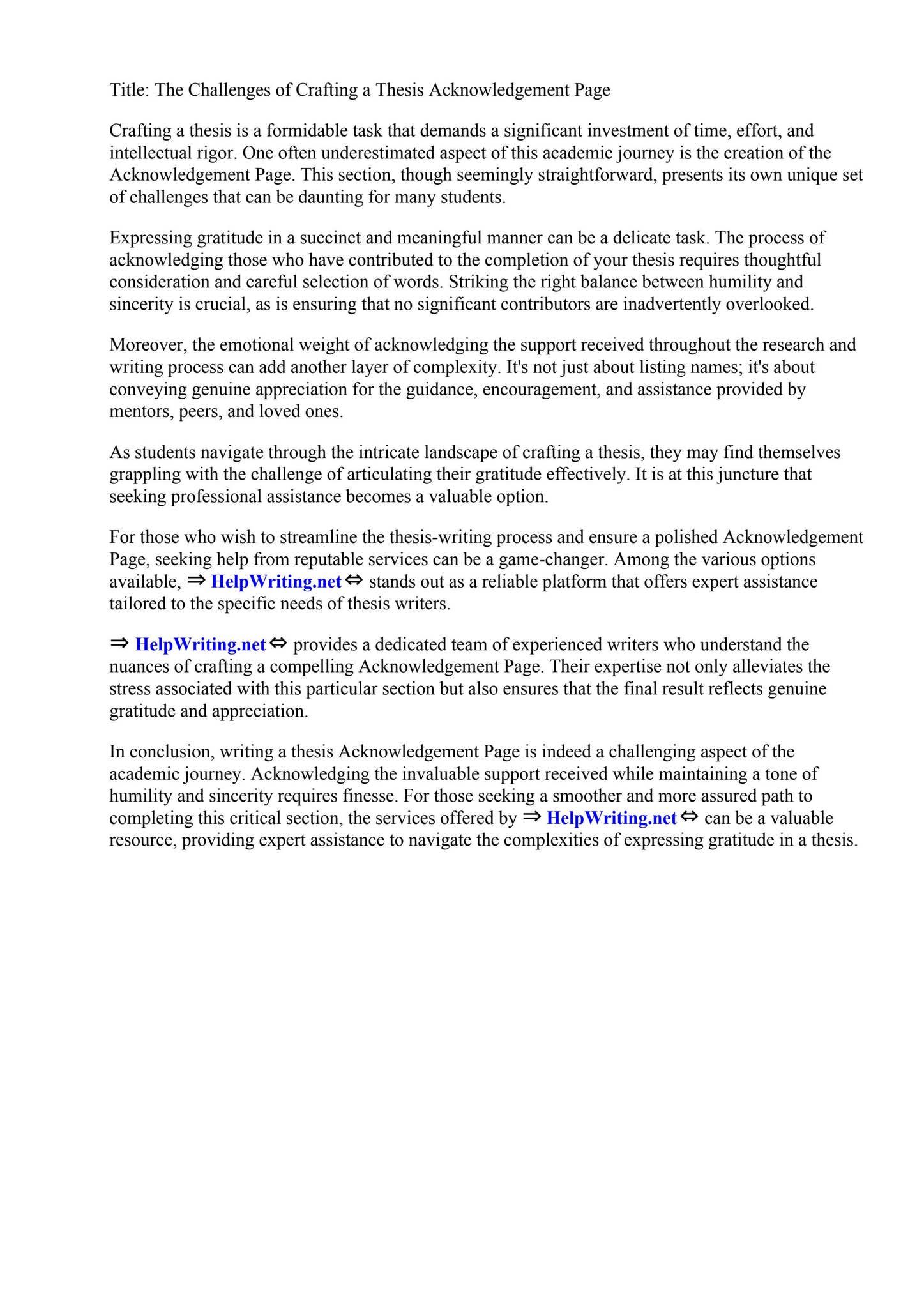 Sample Acknowledgement Page For Thesis Paper by University of Houston ...